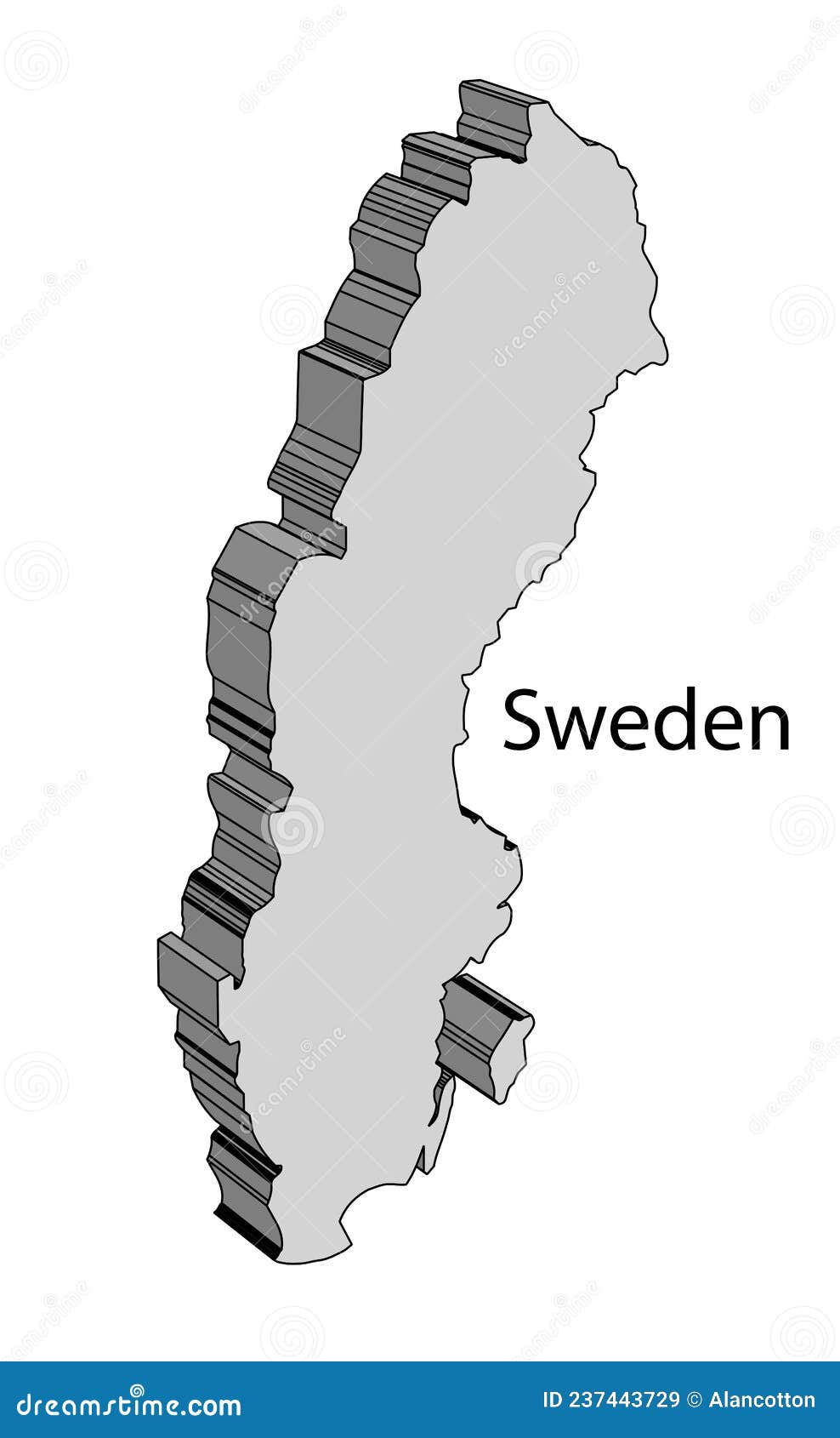 Sweden 3D Map stock vector. Illustration of isolated - 237443729