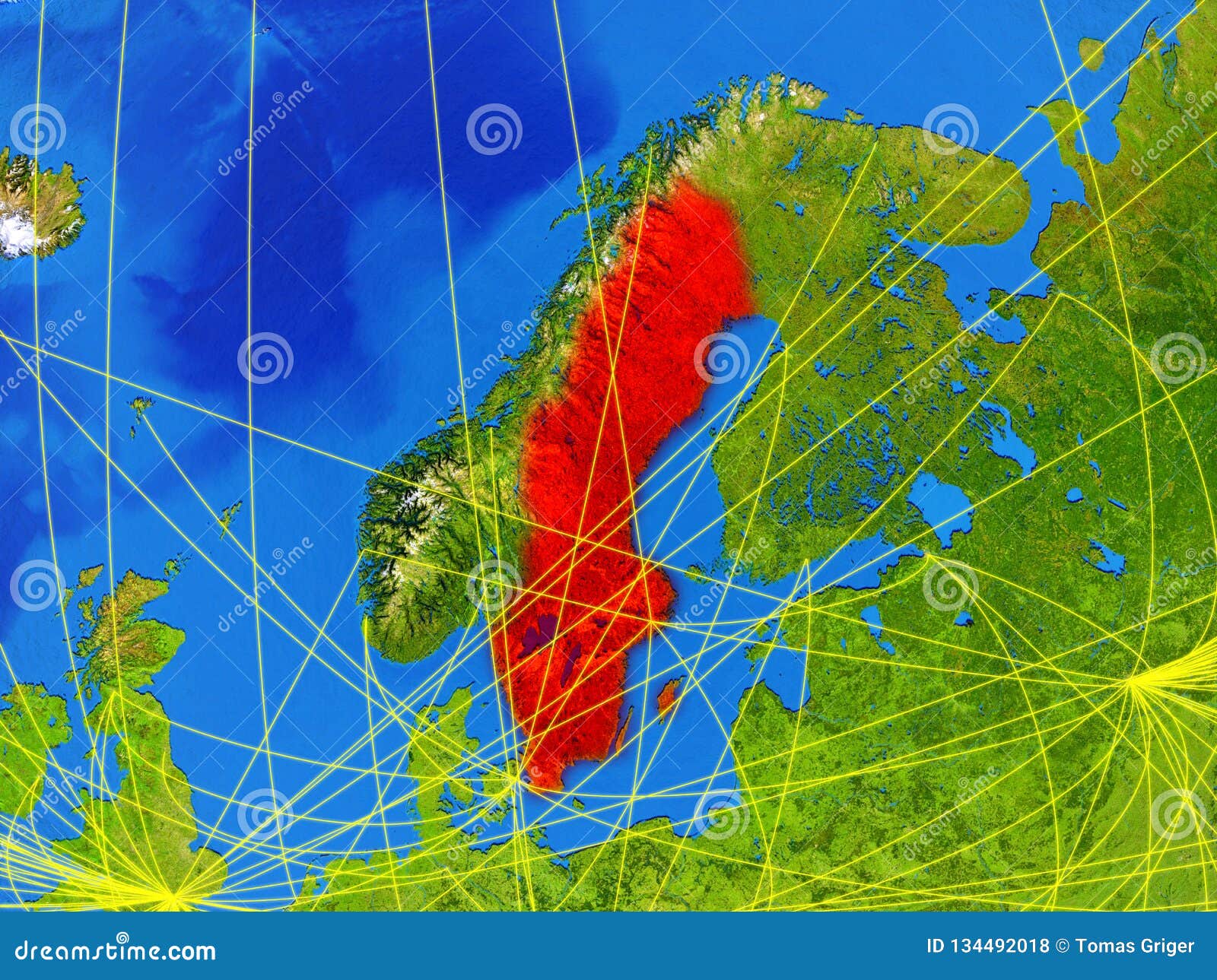 Sweden on Earth with Network Stock Photo - Image of technology, network ...