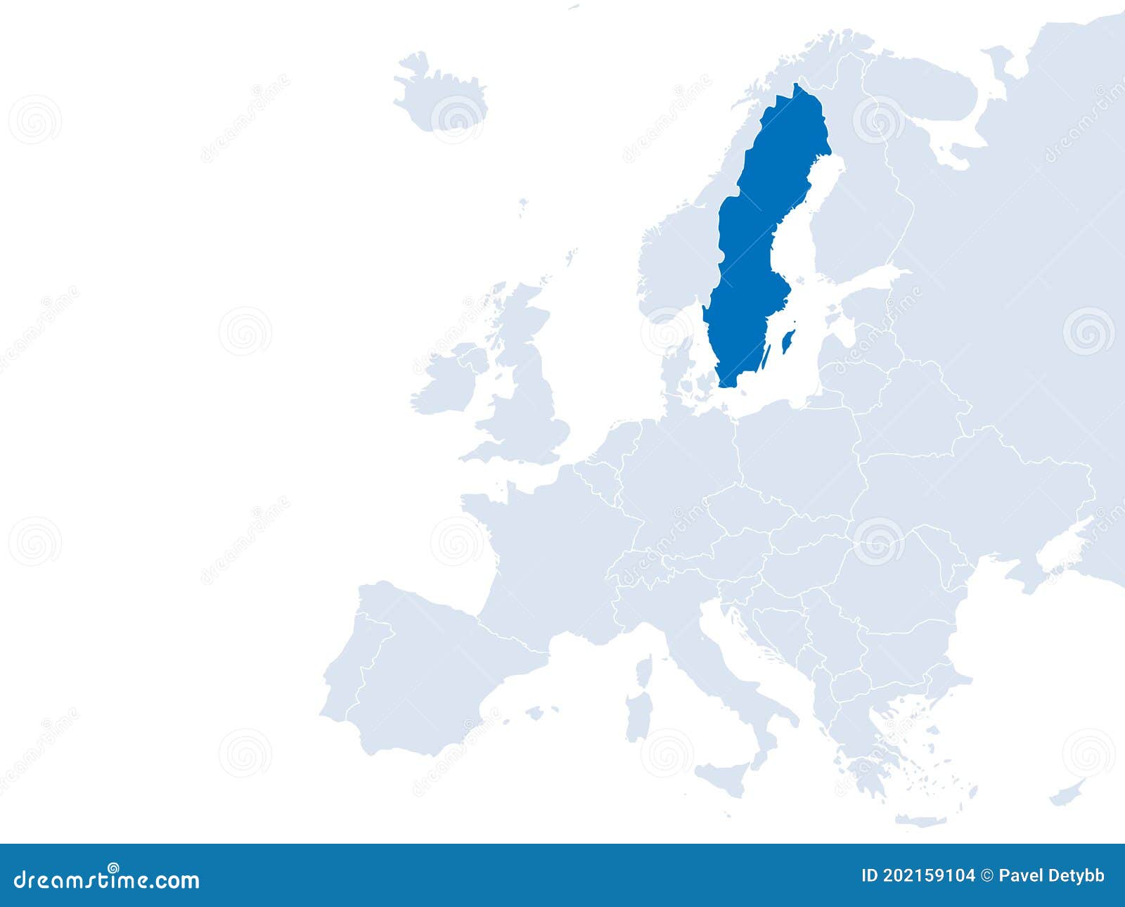 Sweden on Europe Map Vector. Vector Illustration Stock Illustration ...