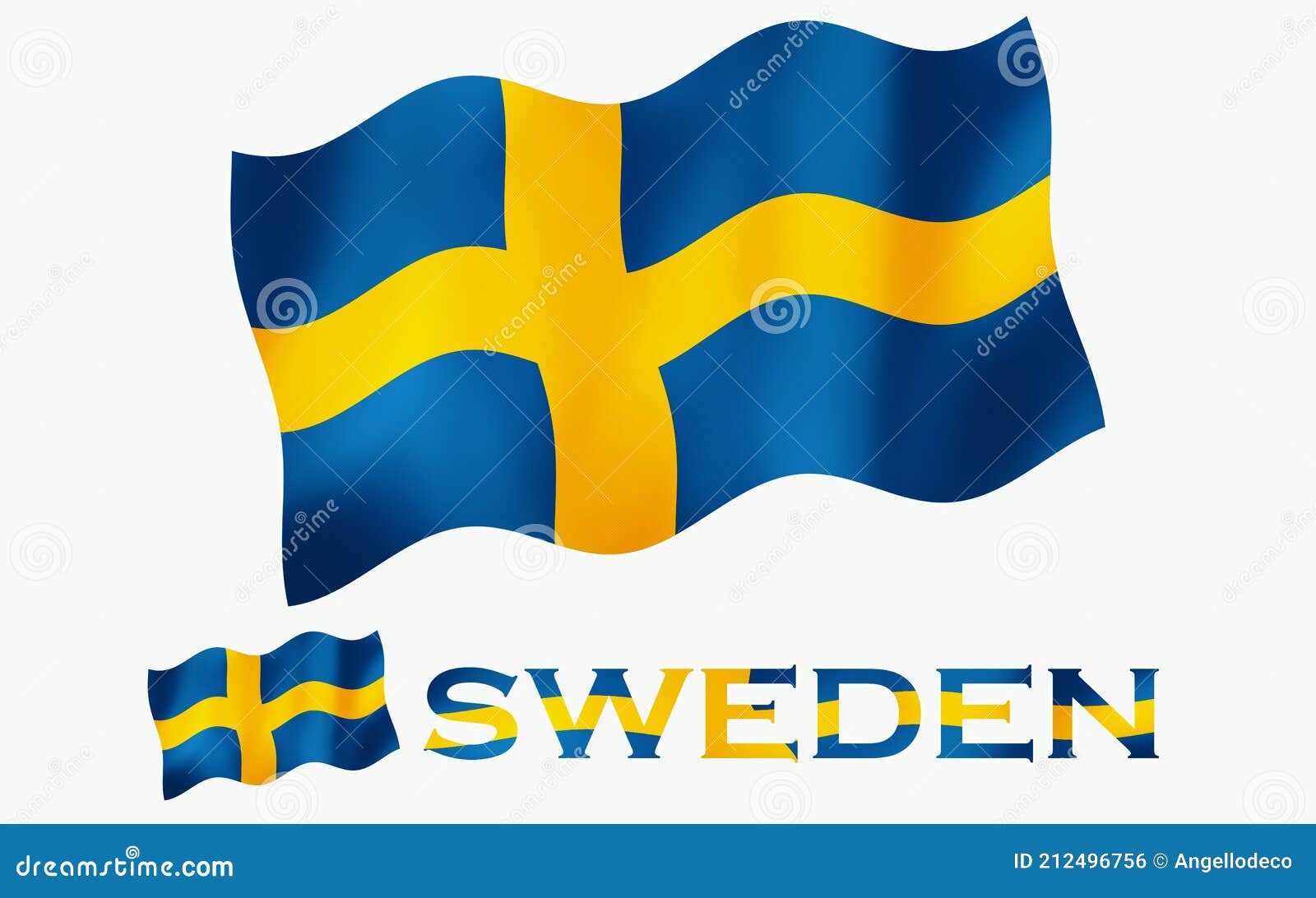 Sweden Flag Illustration with SWEDEN Text with White Space Stock ...