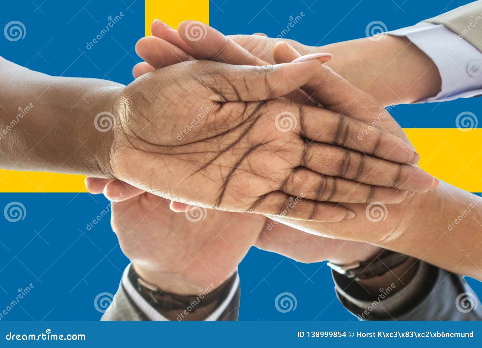 Sweden Flag, Intergration of a Multicultural Group of Young People ...