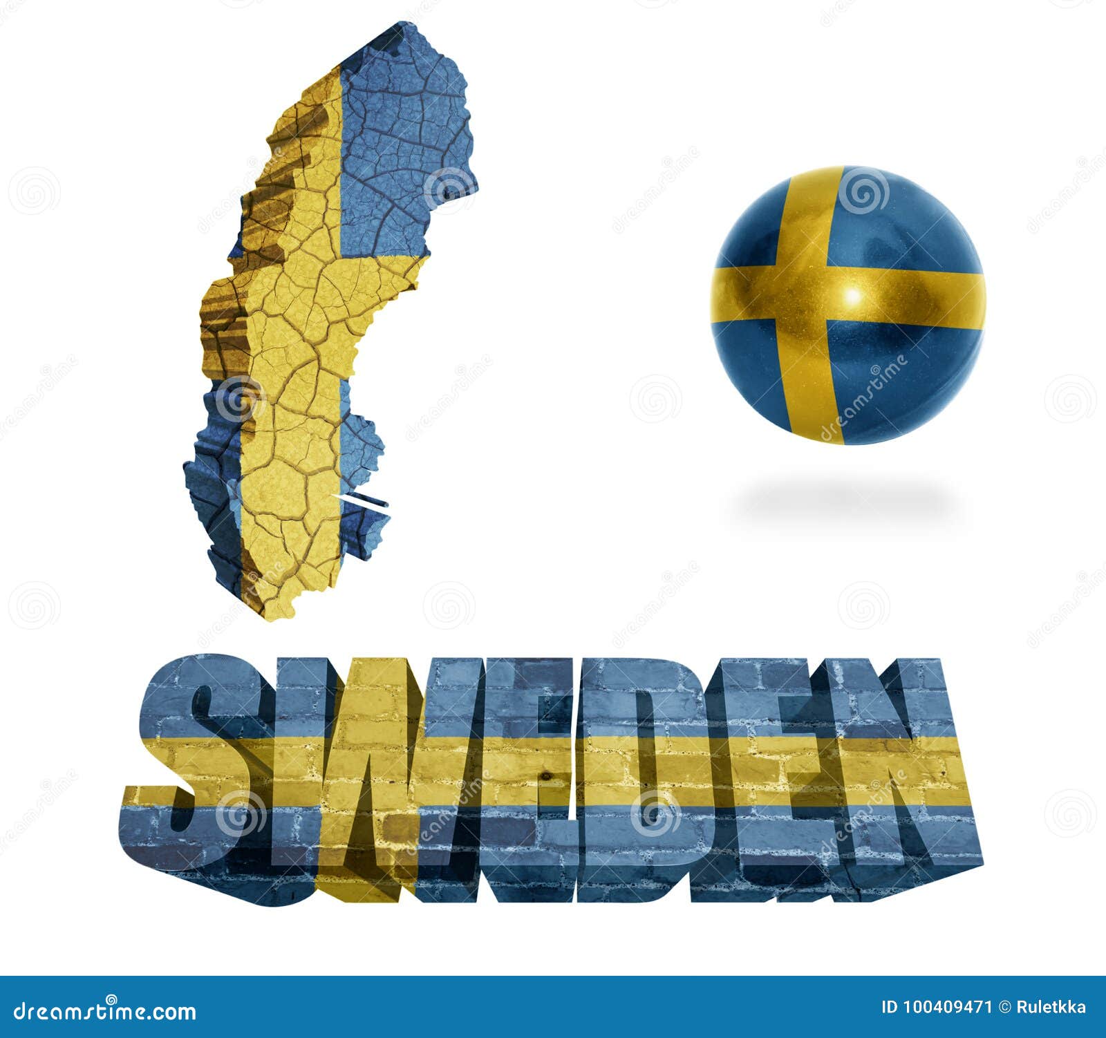 Sweden Symbols Map With Tourist Attractions Vector Illustration ...