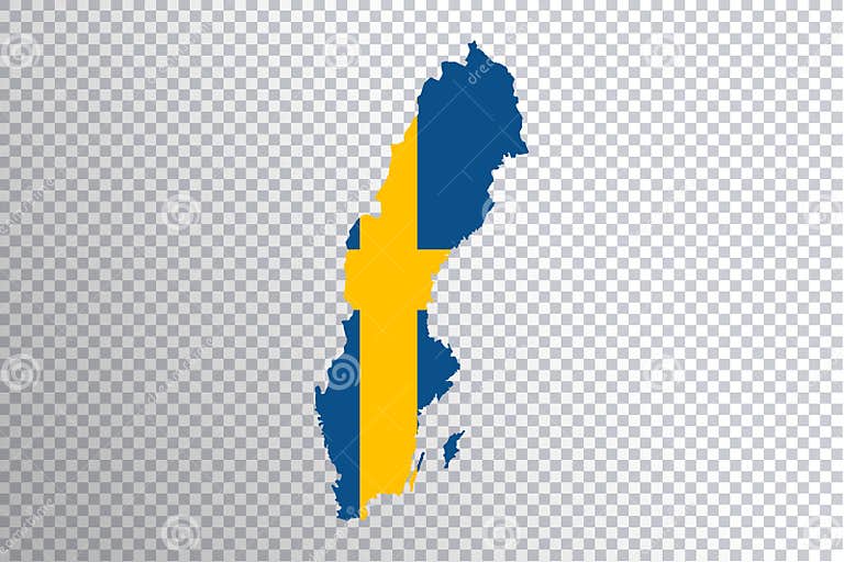 Sweden Flag on Map, Transparent Background Stock Illustration ...
