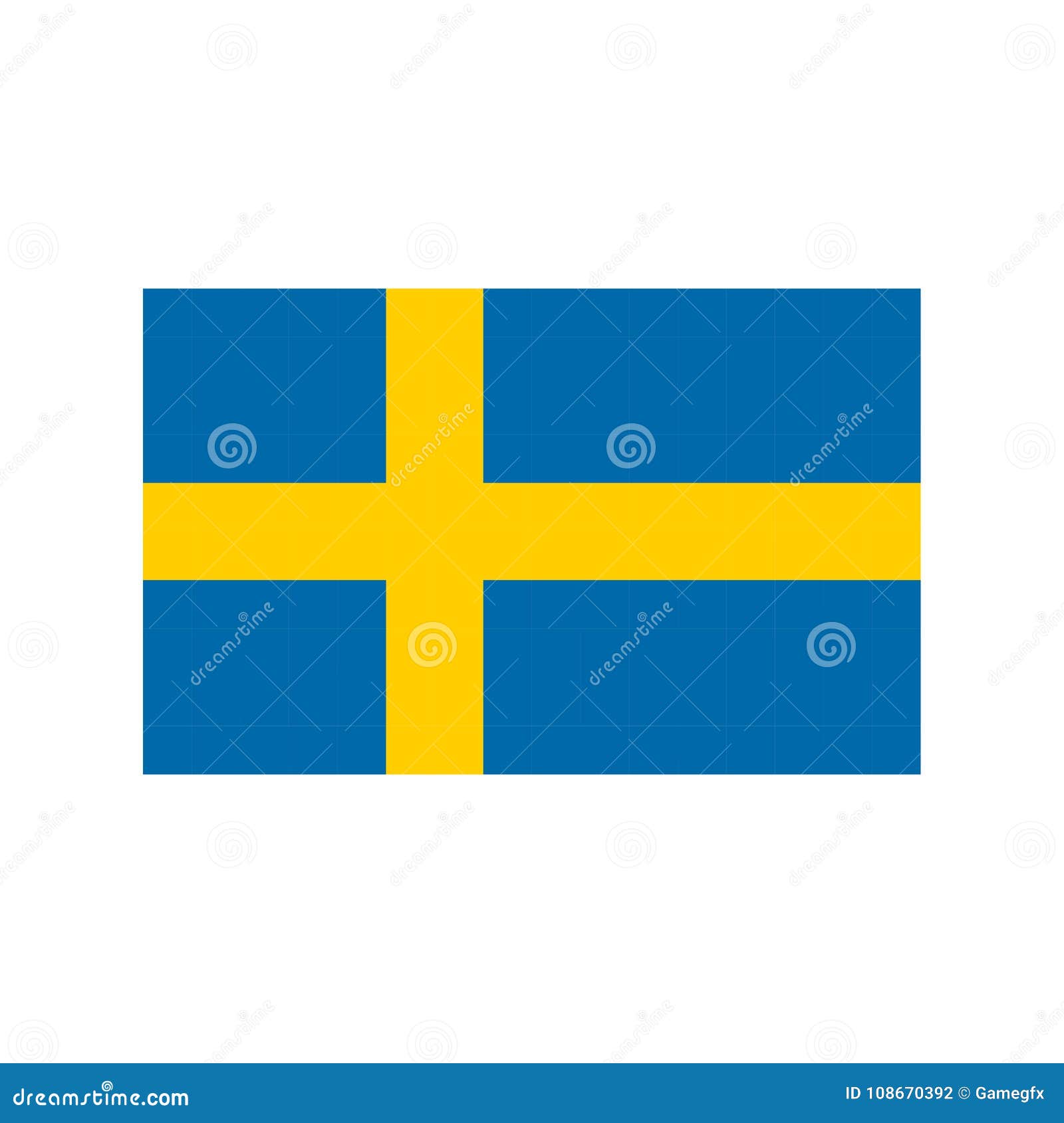 Sweden Flag Pixel Art Cartoon Retro Game Style Stock Vector