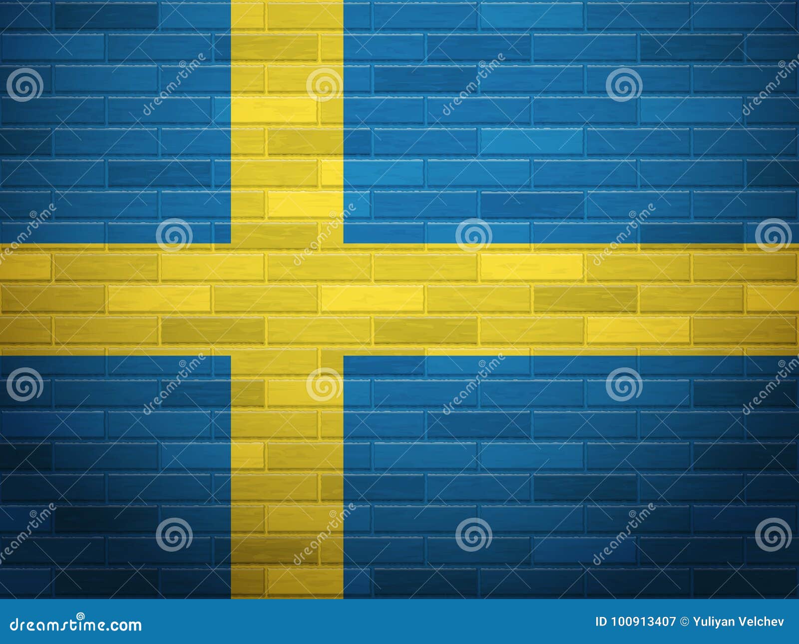 Brick wall Sweden flag stock vector. Illustration of architecture ...