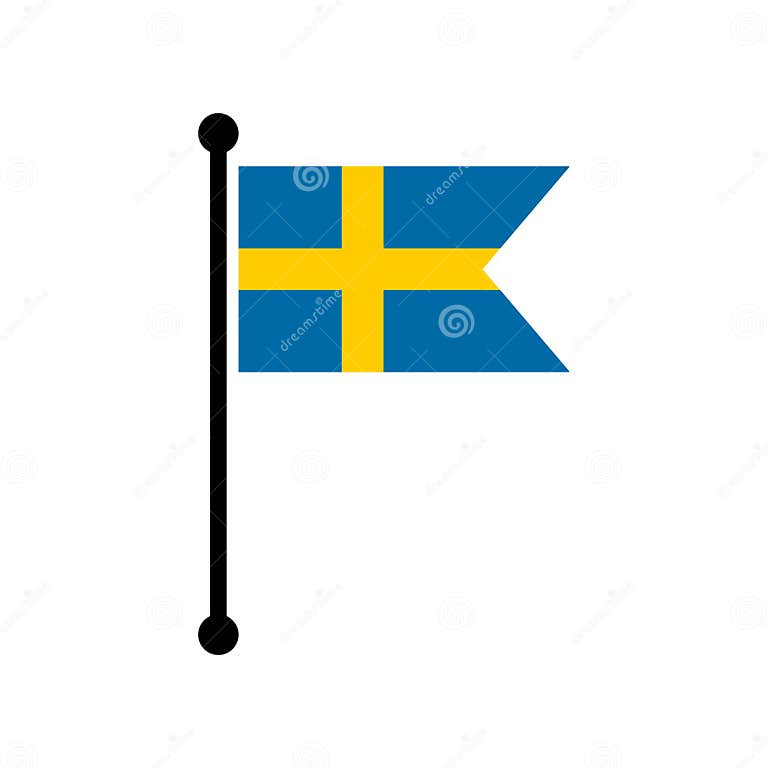 Sweden Flagpole, Swedish Flag Map Pointer Layout, Vector Illustration Stock Vector ...