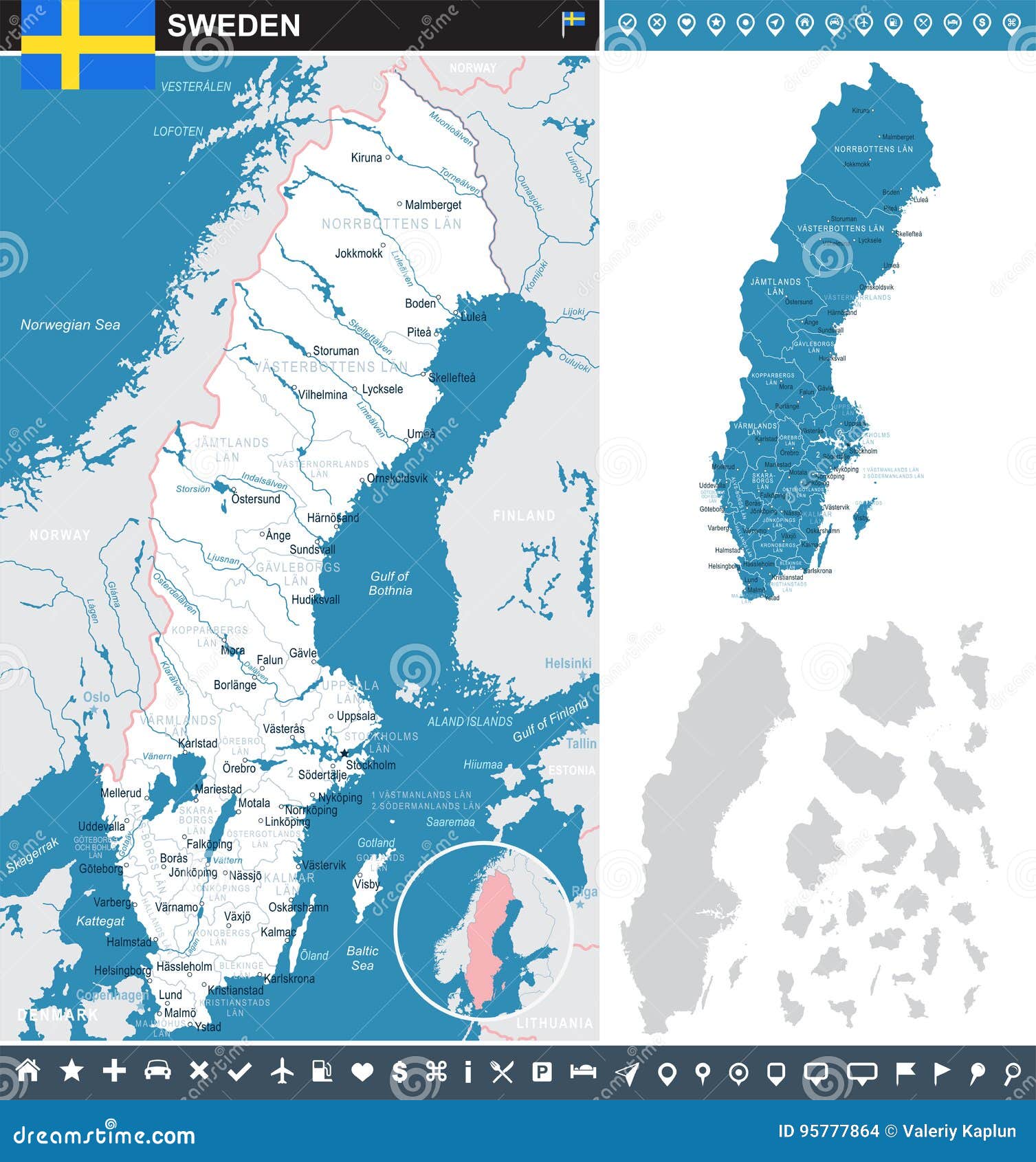 Sweden - Infographic Map and Flag Illustration Stock Illustration ...