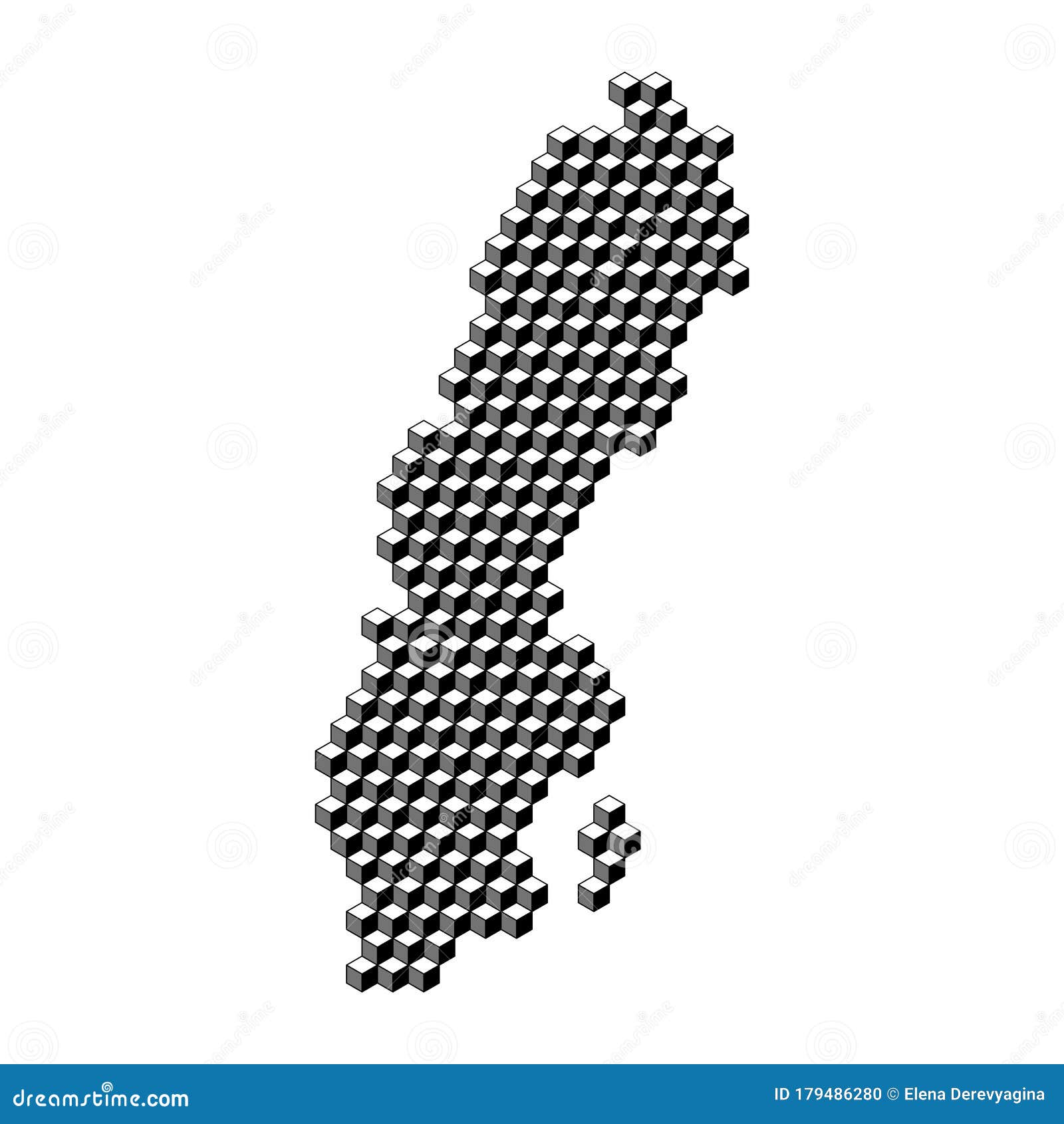 Sweden Map from 3D Black Cubes Isometric Abstract Concept, Square ...