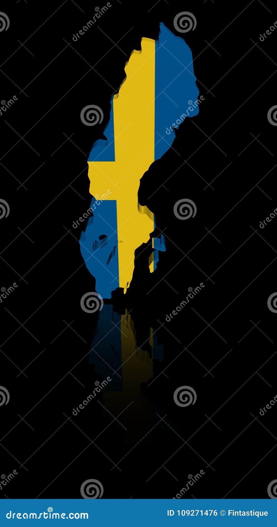Sweden Map Flag with Reflection Illustration Stock Illustration ...