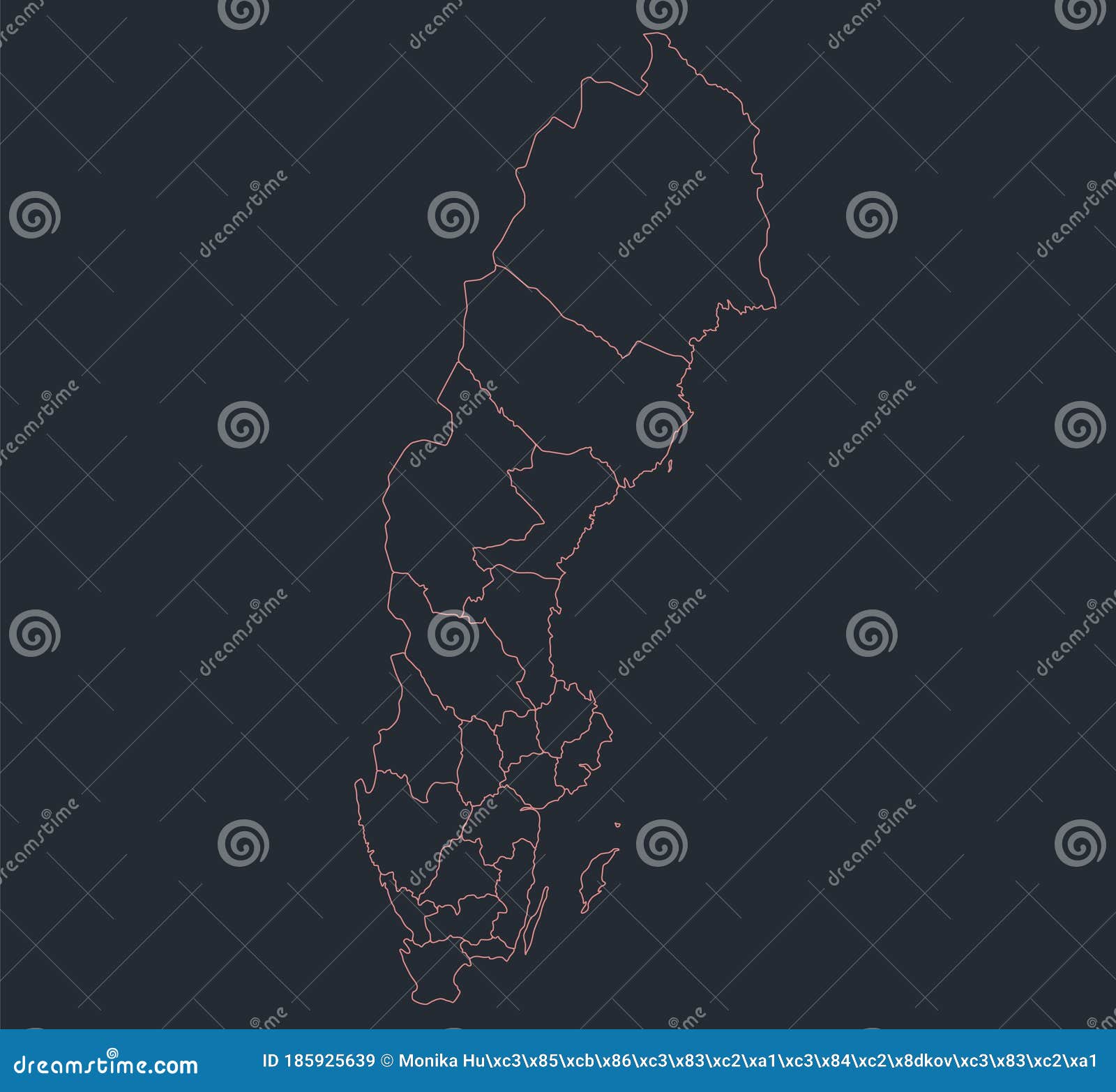 Sweden Map Outline, Flat Design, Blank Stock Vector - Illustration of ...