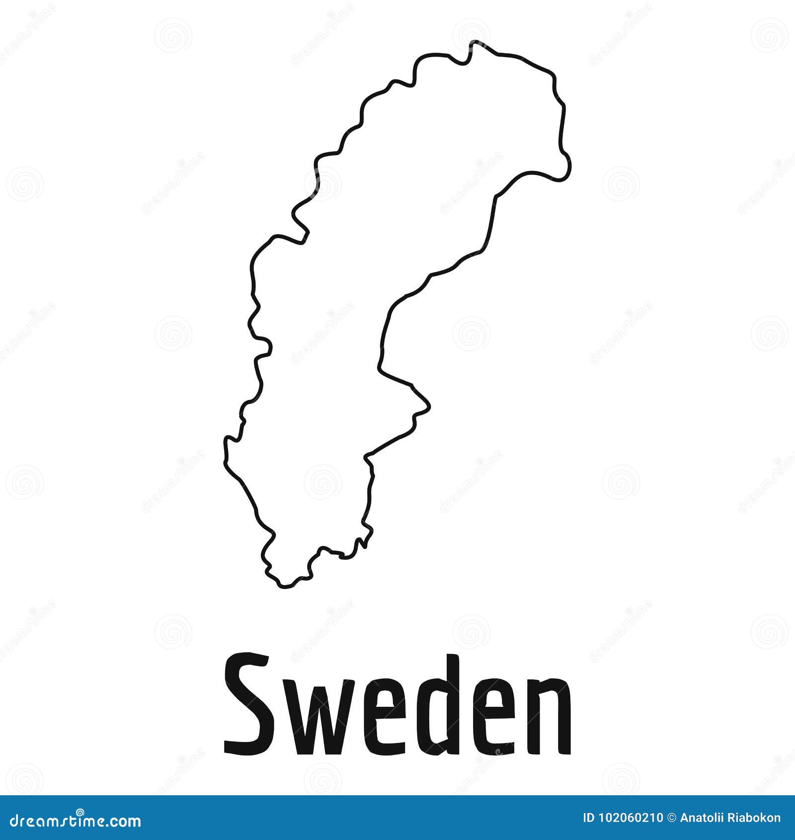 Sweden Map Thin Line Vector Simple Stock Vector - Illustration of ...