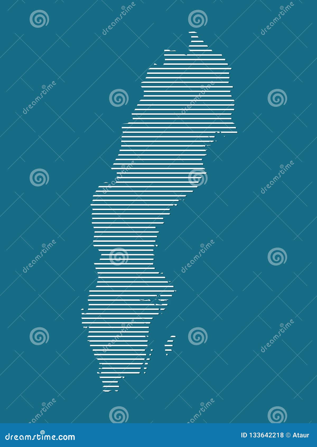 Sweden Map Vector with Simple Straight Lines on Blue Background Stock ...