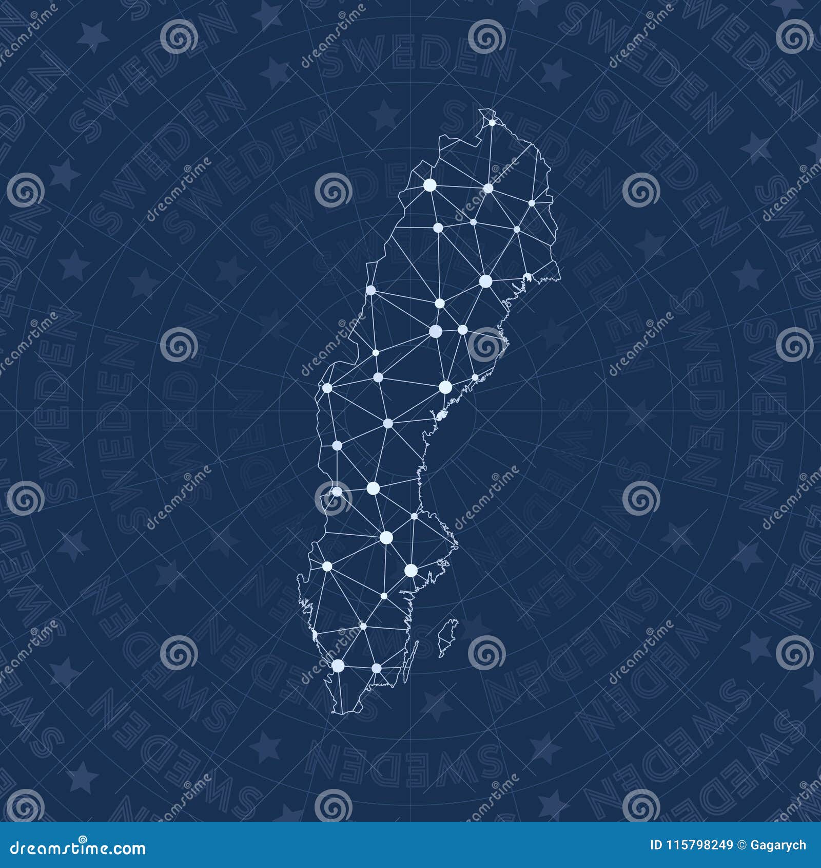 Sweden Network, Constellation Style Country Map. Stock Vector ...
