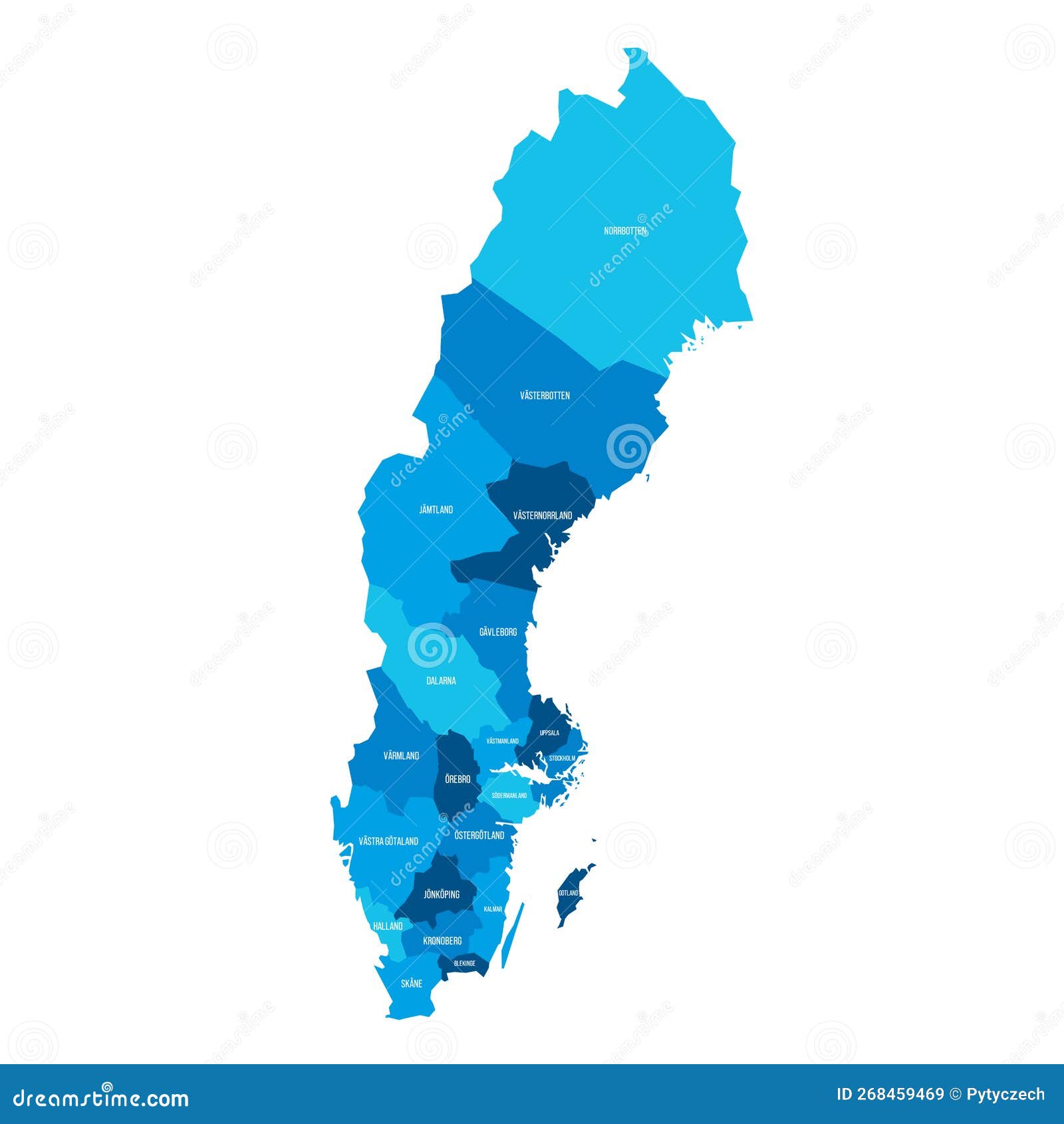 Sweden Political Map of Administrative Divisions Stock Vector ...