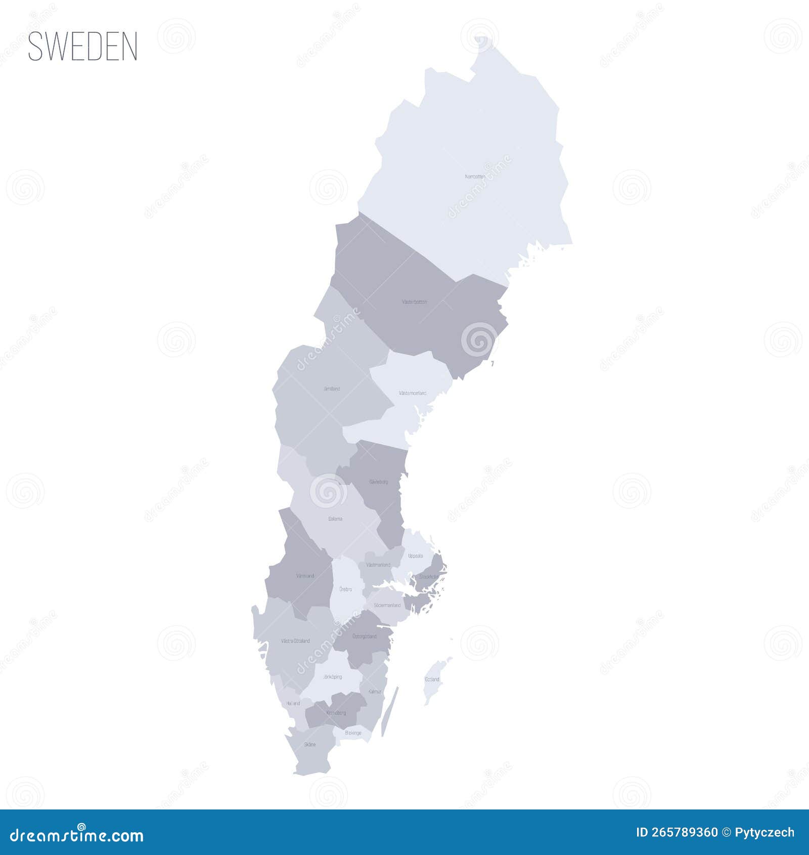 Sweden Political Map of Administrative Divisions Stock Vector ...