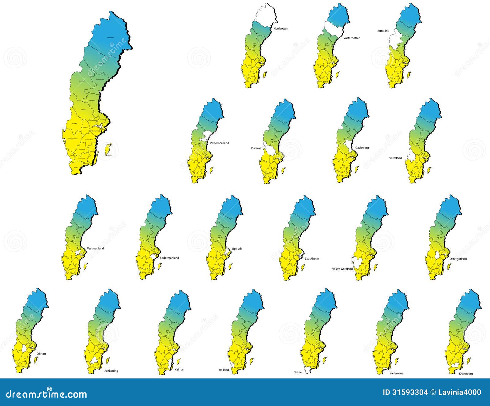 Sweden provinces maps stock vector. Illustration of icon - 31593304