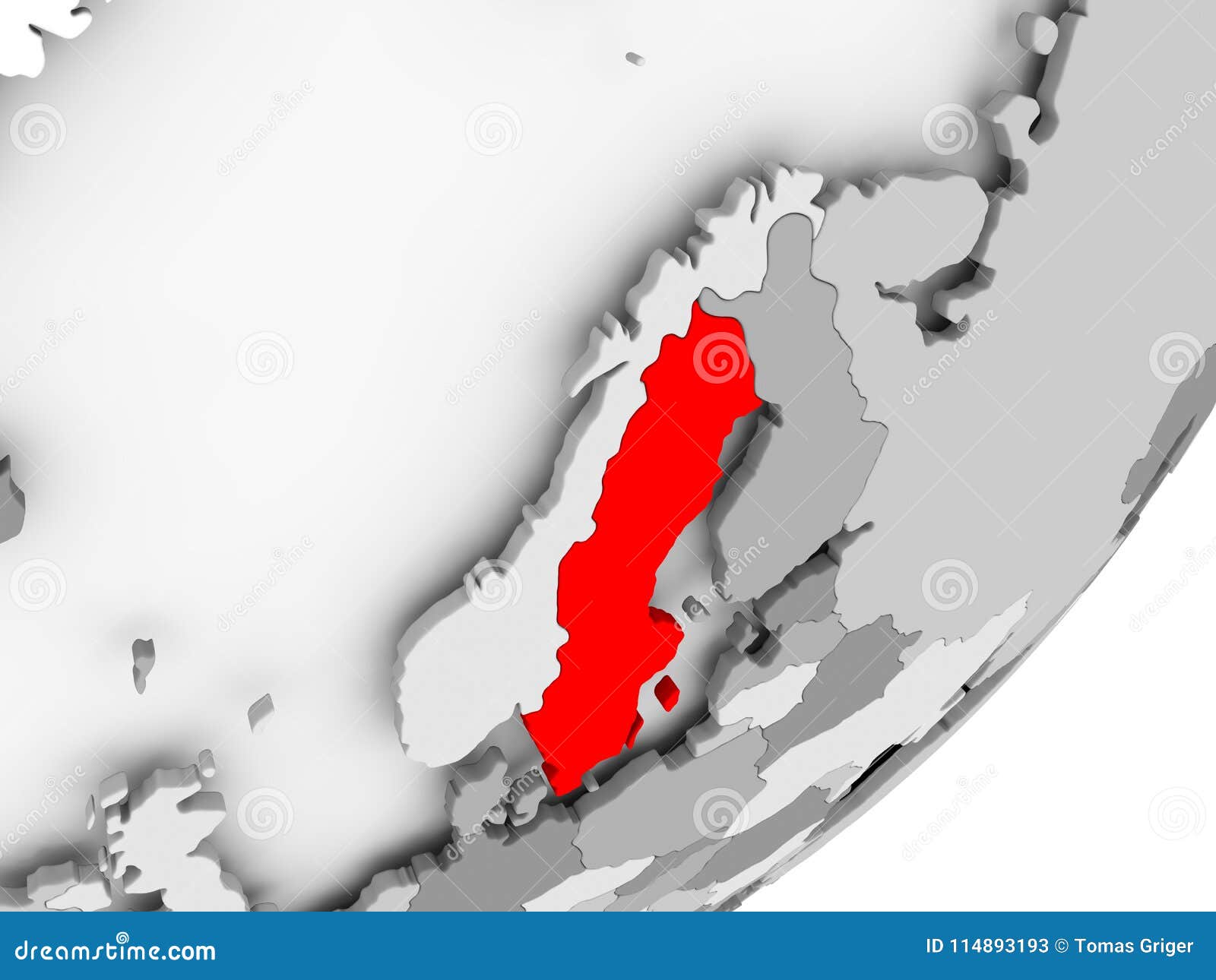 Sweden in red on grey map stock illustration. Illustration of sweden ...
