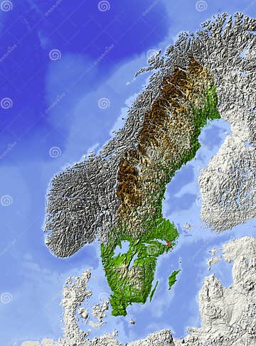 Sweden, relief map stock illustration. Illustration of topography - 5572867