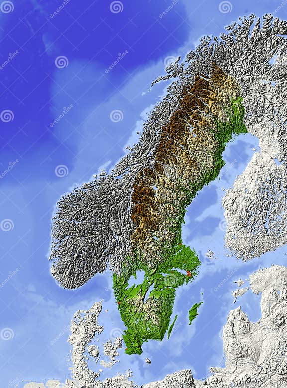 Sweden, relief map stock illustration. Illustration of topography - 5572867