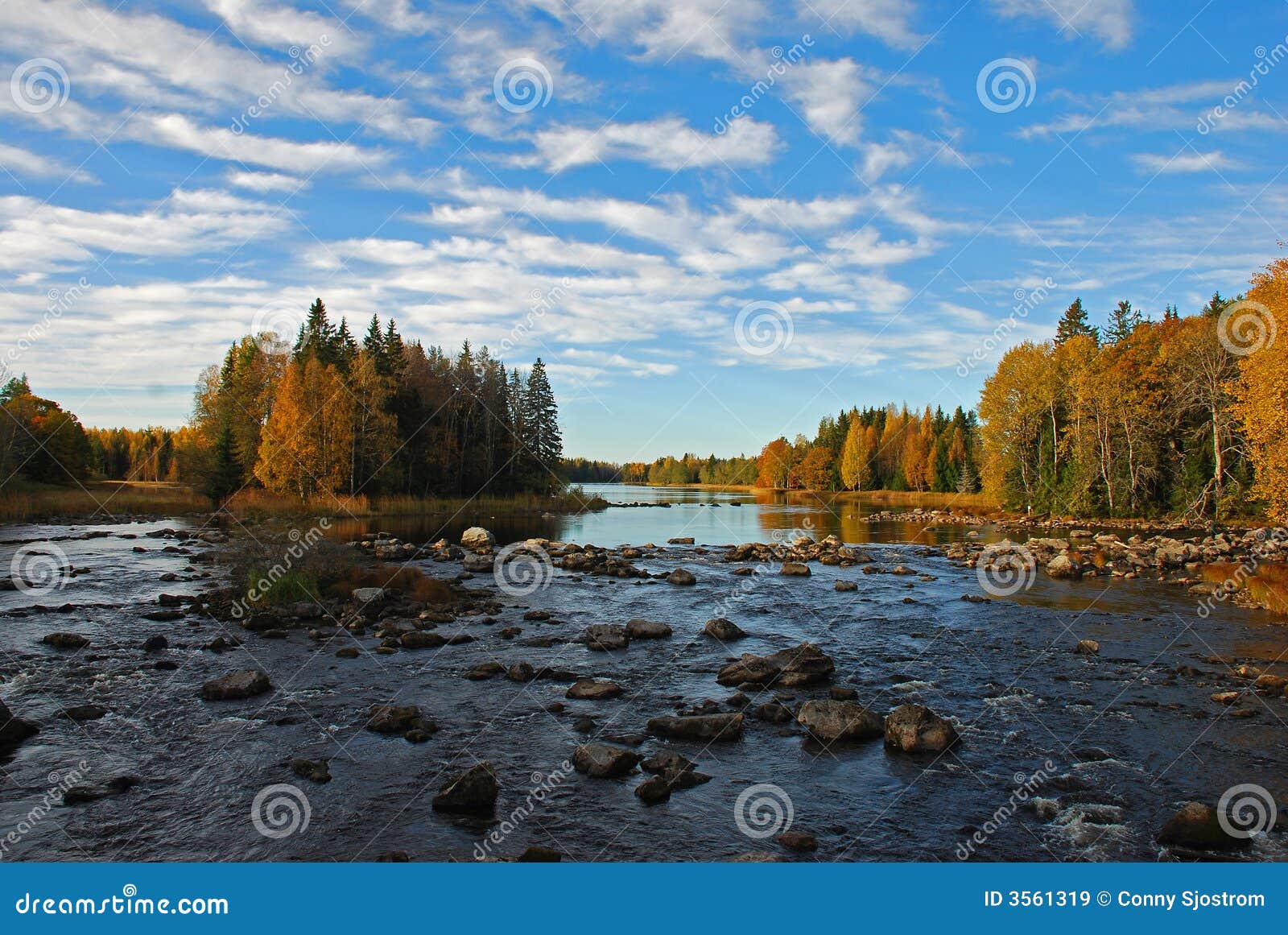 Sweden river in autumn stock image. Image of blue, rocks - 3561319