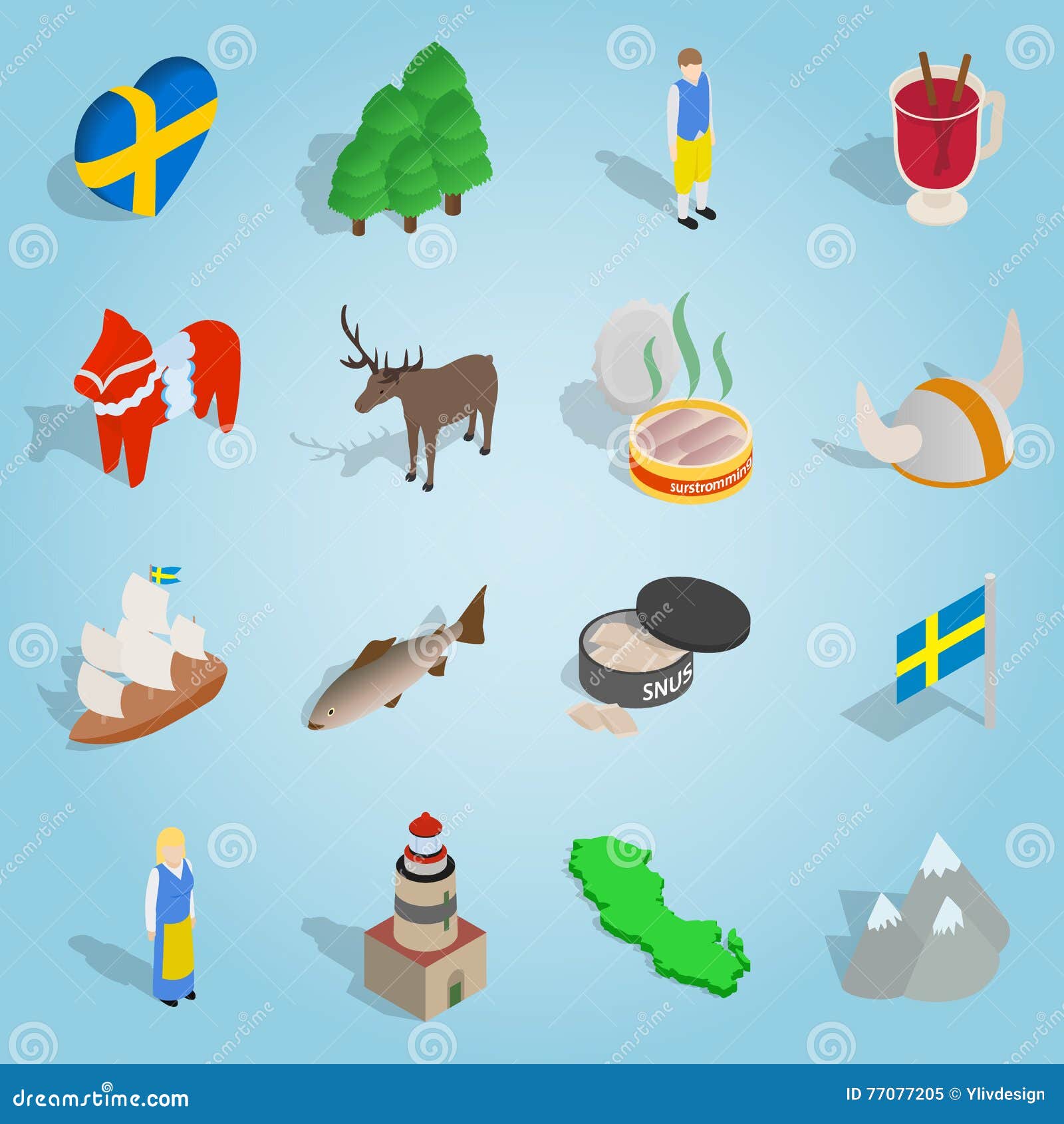 Sweden Set Icons, Isometric 3d Style Stock Vector - Illustration of ...