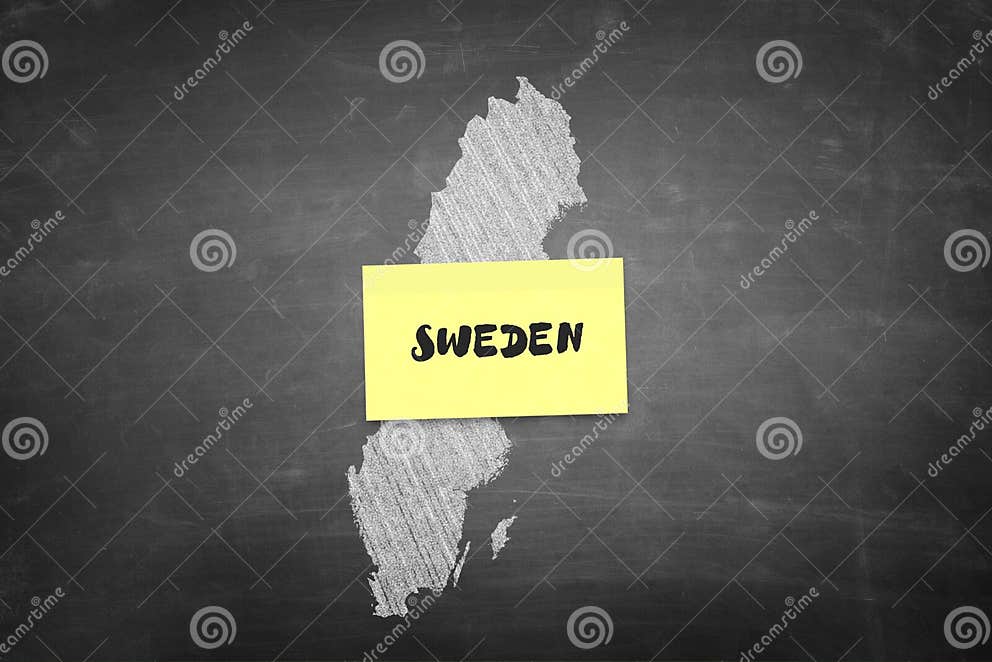 Sweden shape in blackboard stock illustration. Illustration of national ...