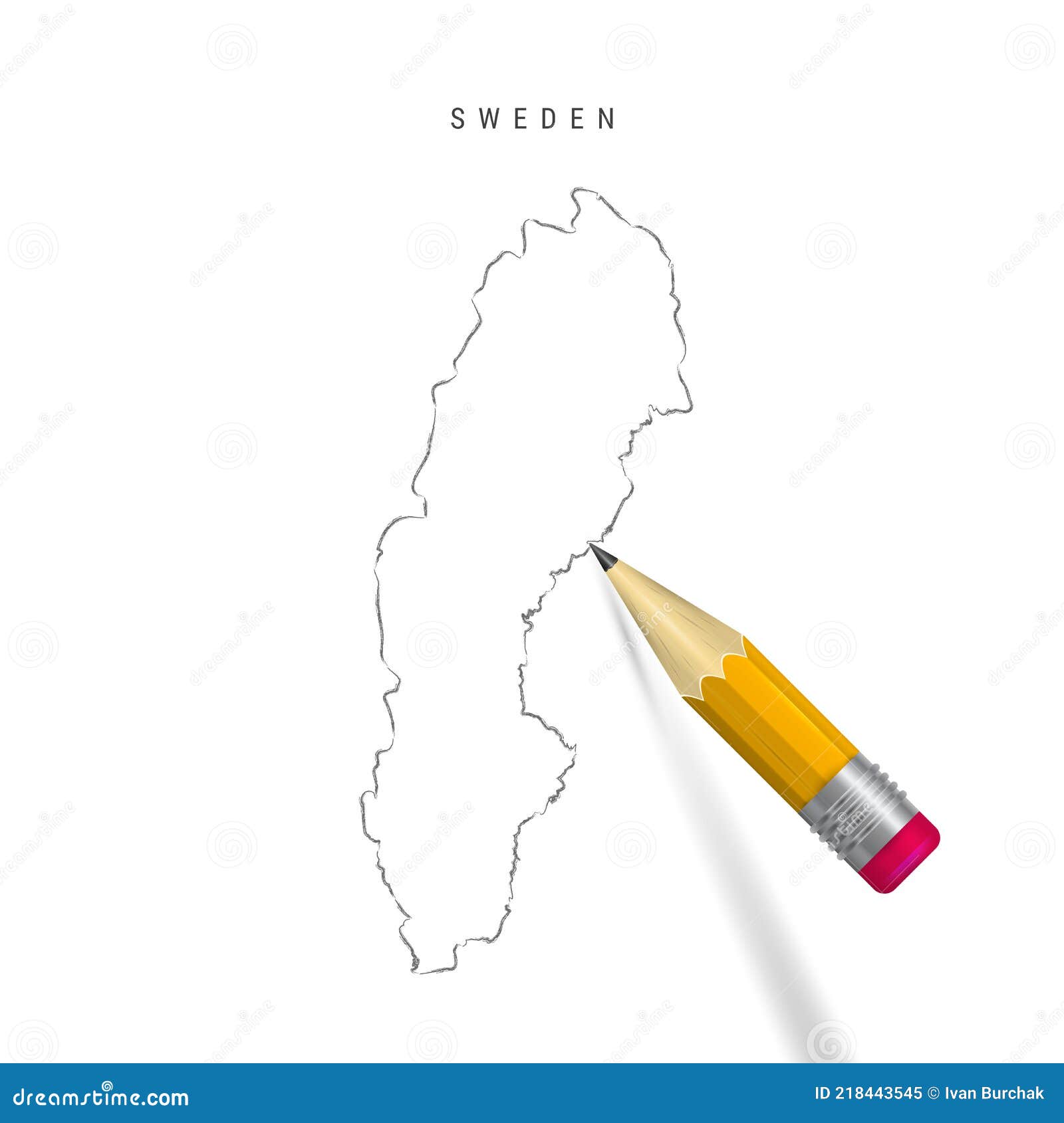 Sweden Freehand Sketch Outline Vector Map Isolated on White Background ...