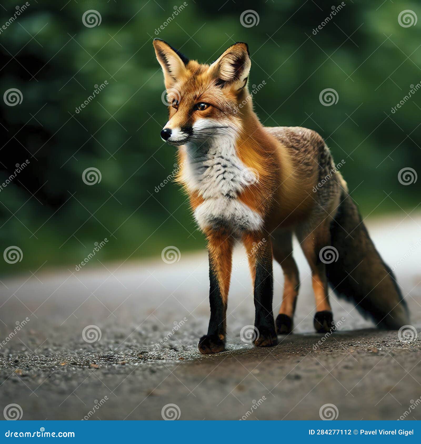 Sweden, Uppland, Lidingo, Fox Standing on Road Stock Illustration ...