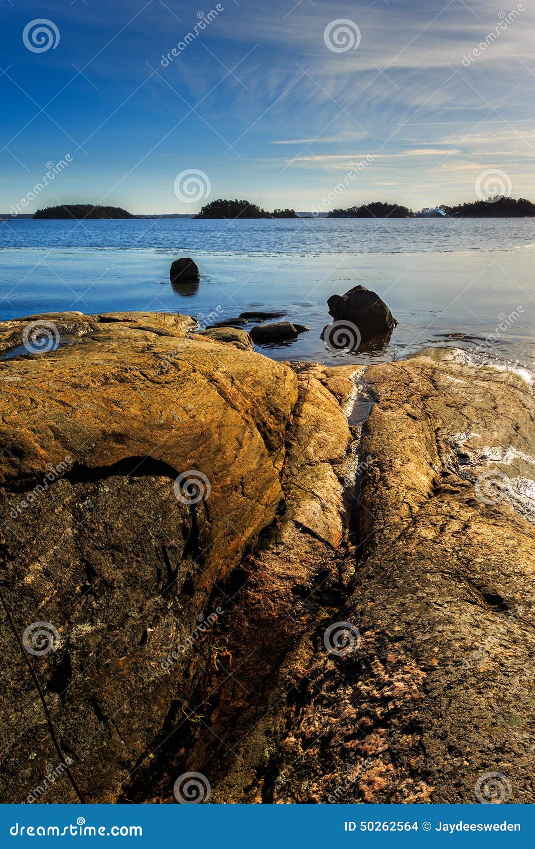 Swedish Archipelago Landscape with Rocks, Ocean and Islets Stock Photo ...