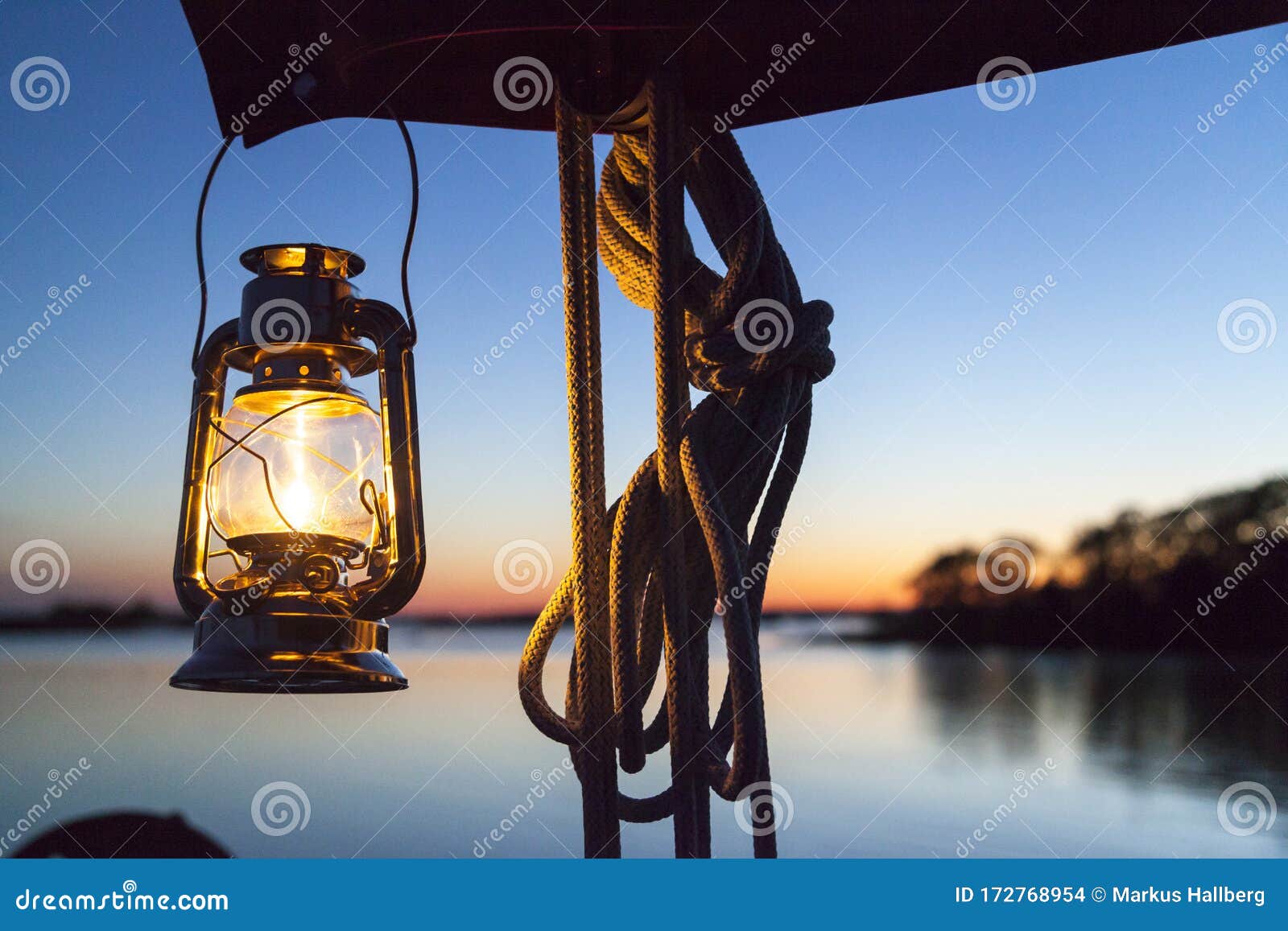 Lantern on a Sailing Boat Out in the the Swedish Archipelago Stock ...