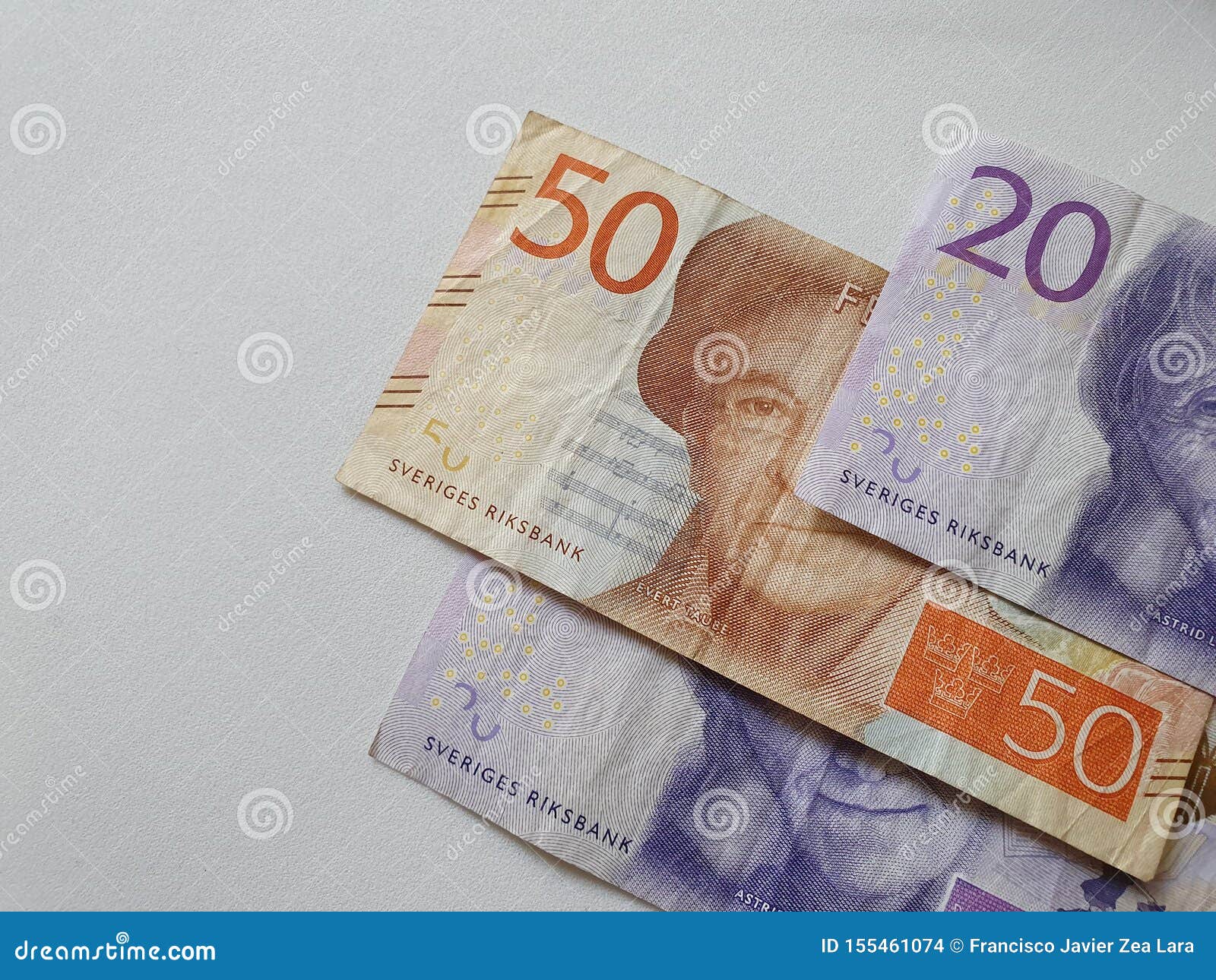 Swedish Banknotes Of Different Denominations On The Broken Sheet Of ...