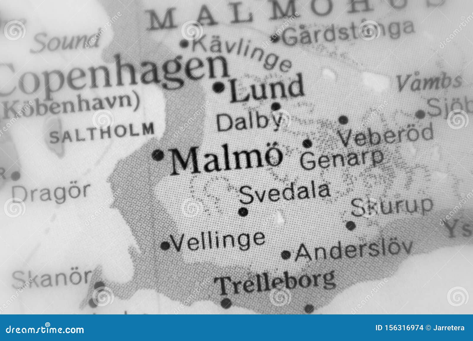 City of Malmo on a map. stock photo. Image of selective - 156316974