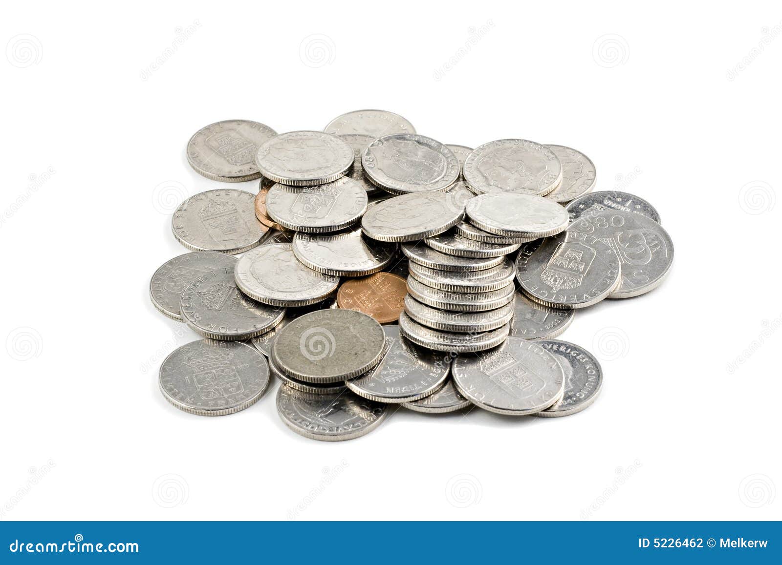 Swedish Coins Isolated on White Stock Photo - Image of objects, large ...