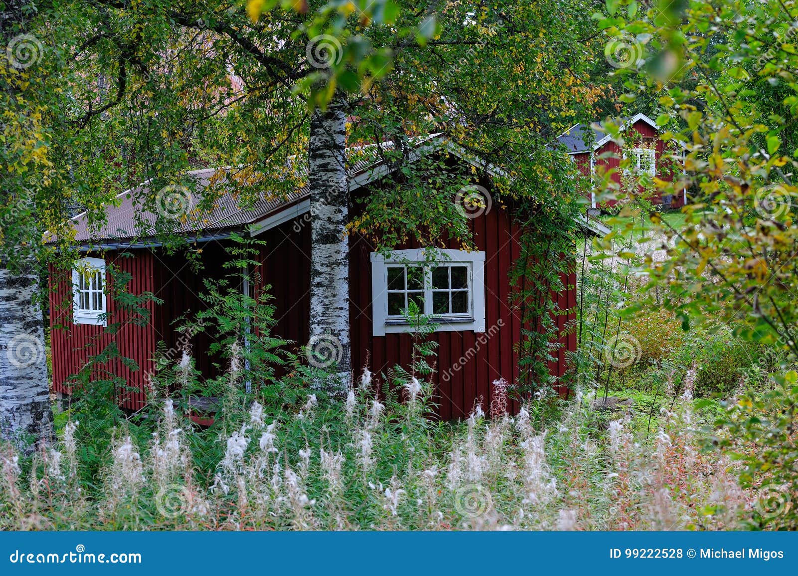 Swedish cottage in autumn stock photo. Image of cottage - 99222528