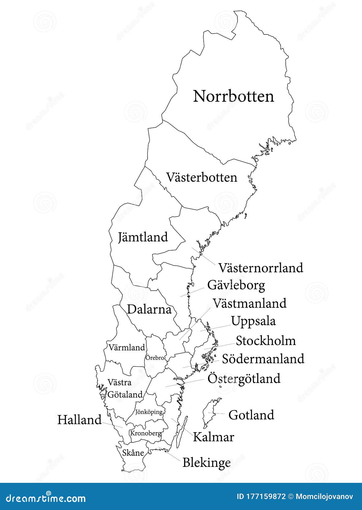 Swedish Counties Map stock vector. Illustration of region - 177159872