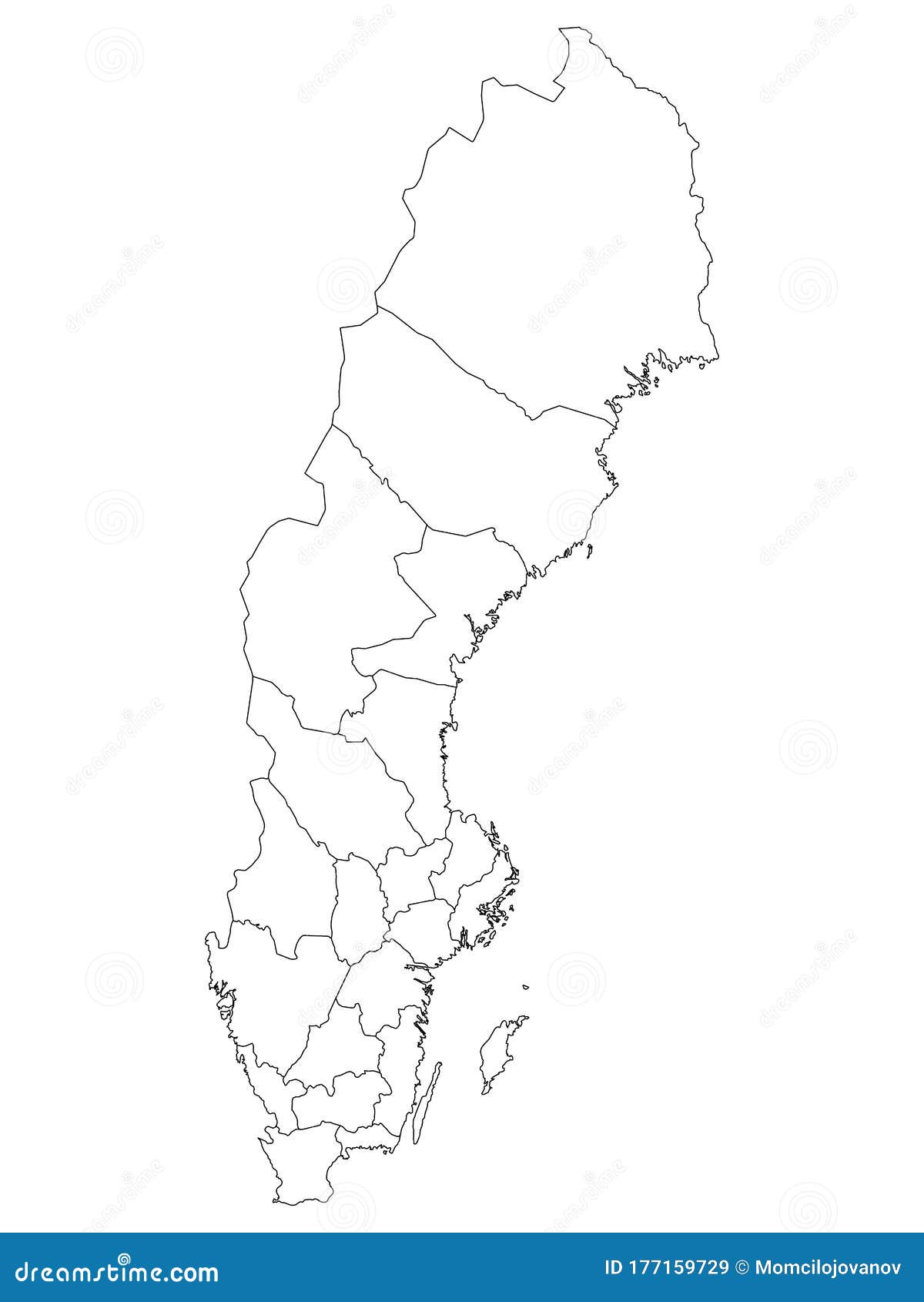 Swedish Counties Map stock vector. Illustration of demographic - 177159729