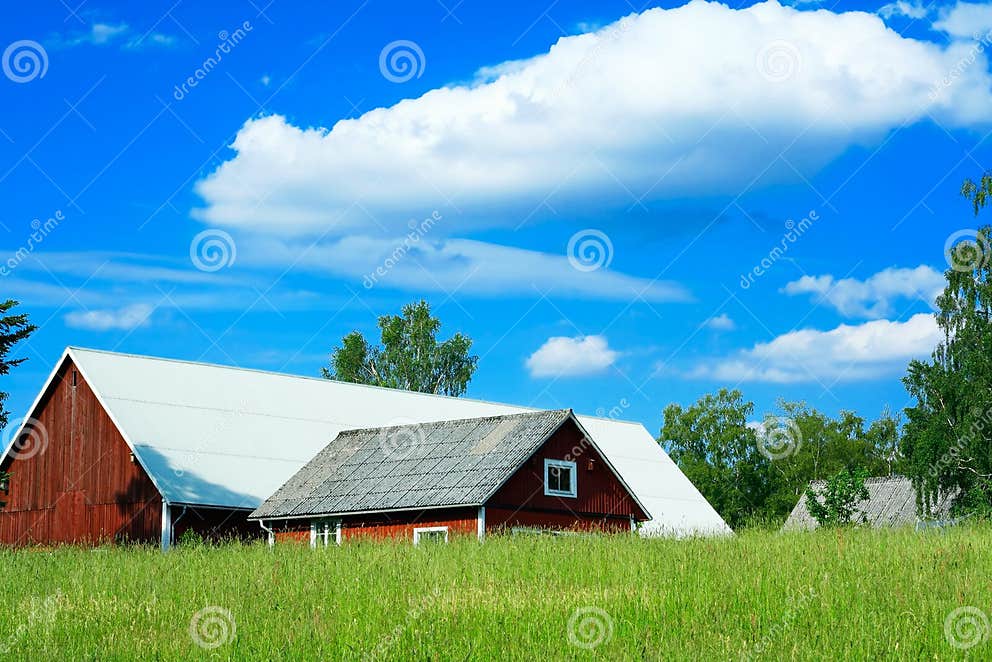 Swedish farm scenery stock photo. Image of labor, blue - 1958504