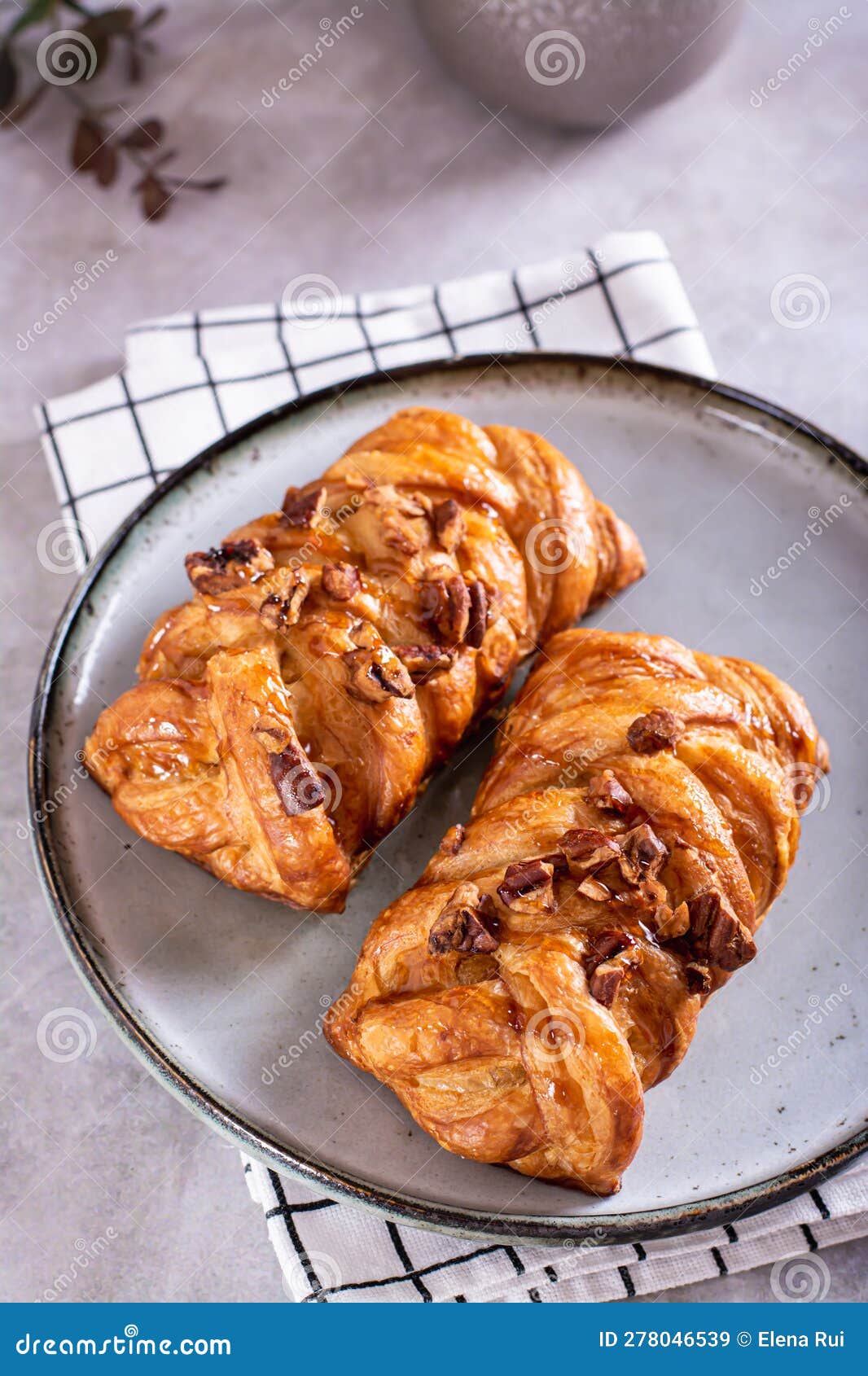 Swedish Fika Time with Close Up of Cinnamon Buns Nuts and Maple Syrup ...