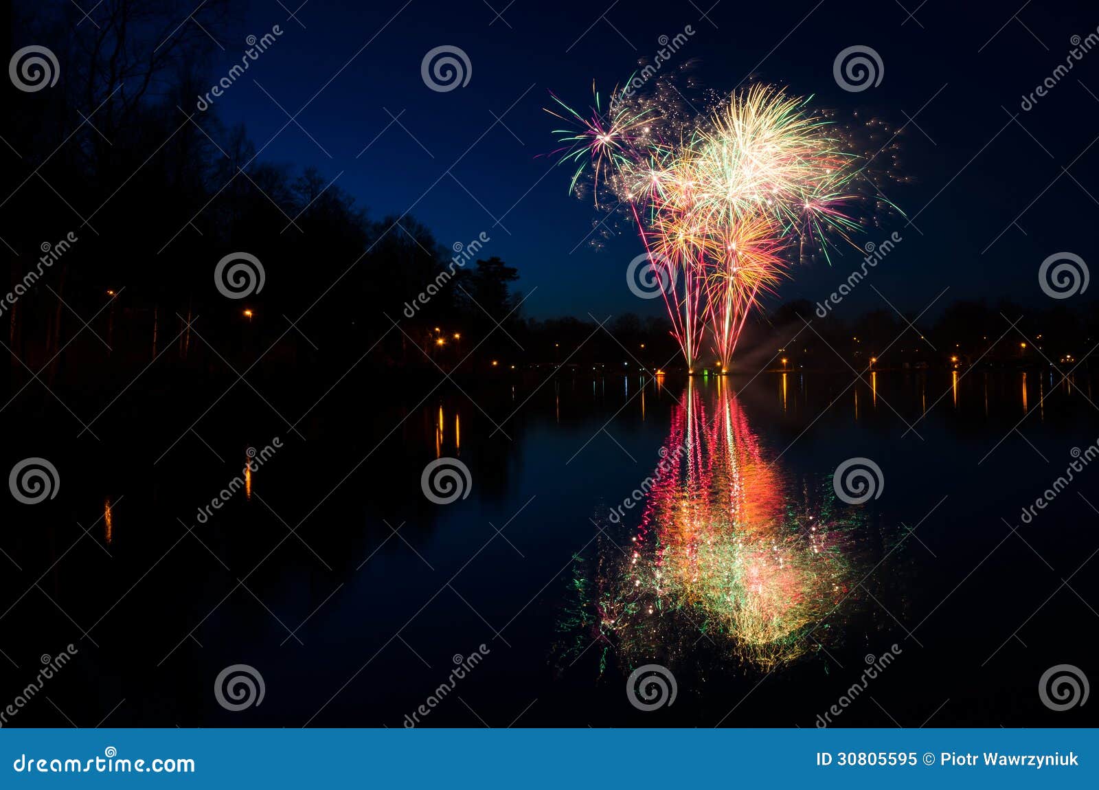 Swedish fireworks stock image. Image of landscape, fireworks - 30805595