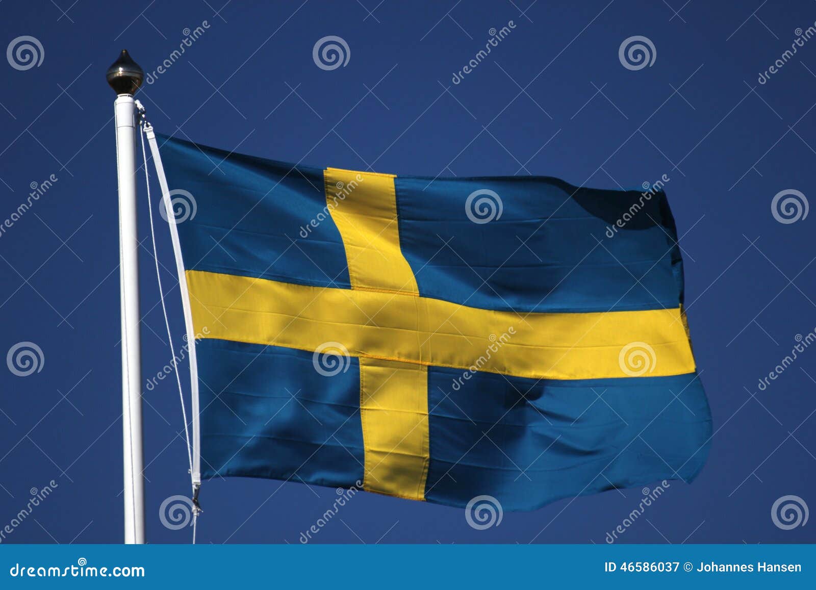 Swedish Flag on Dark Blue Sky Stock Image - Image of textile, nation ...
