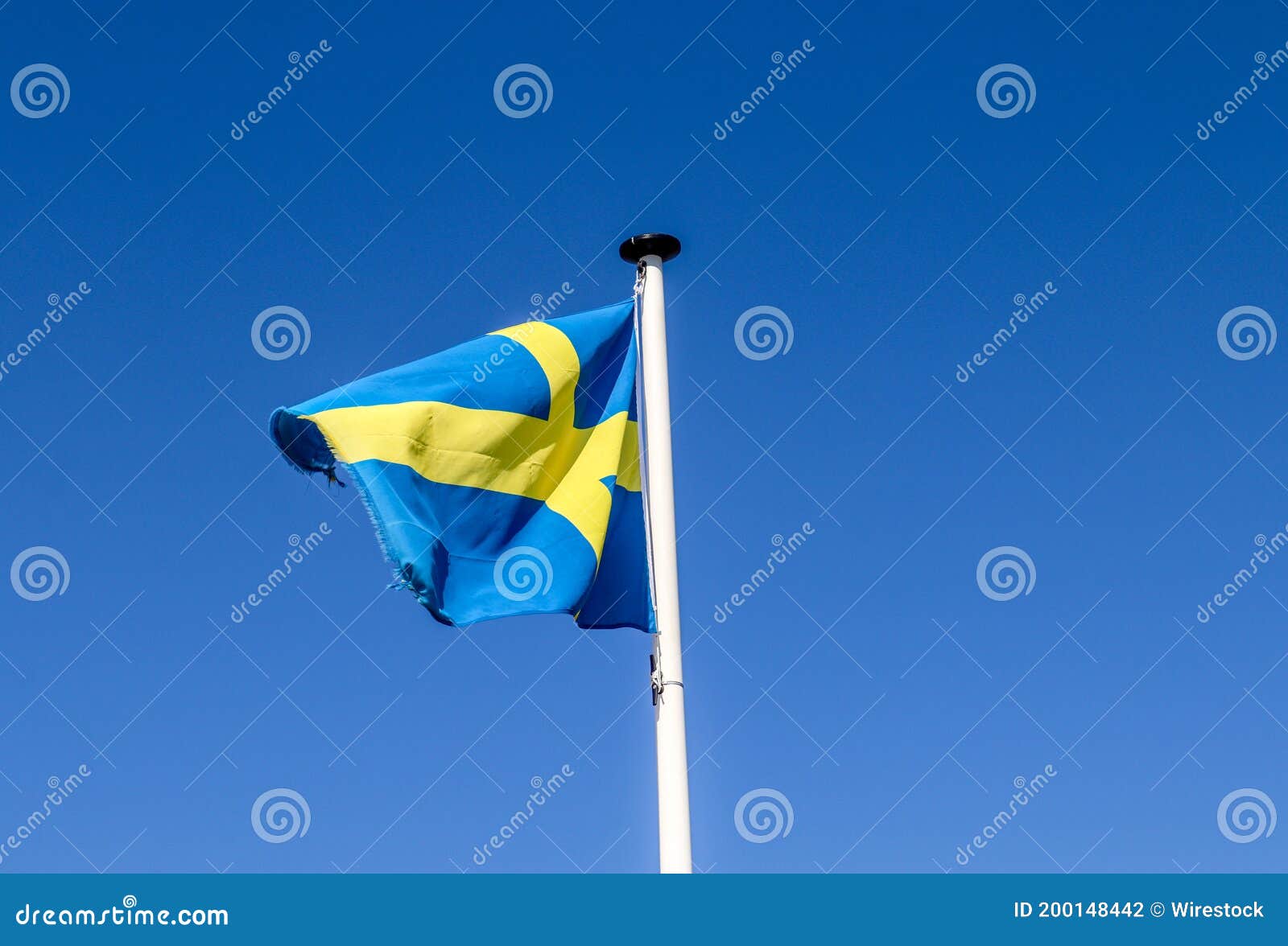 Swedish Flag on a Pole Waving in the Air Stock Photo - Image of country ...