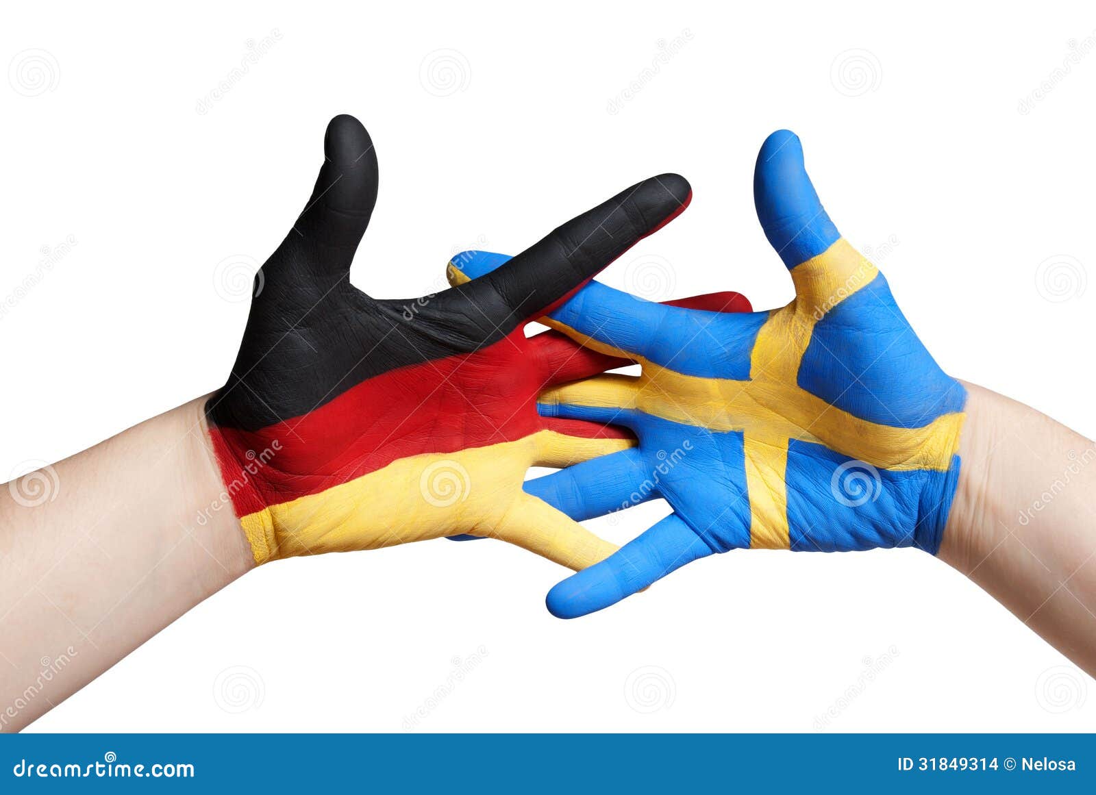 A Swedish and a German Painted Hand Stock Photo - Image of europe, hand ...