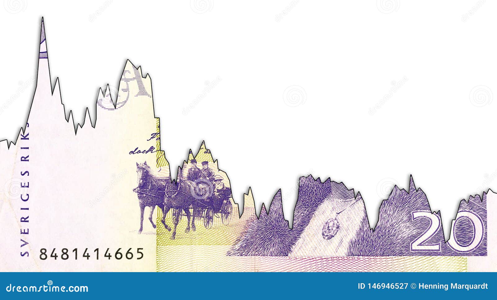 20 Swedish Krona Bank Note Decline Graph Indicating Exchange Rate with ...