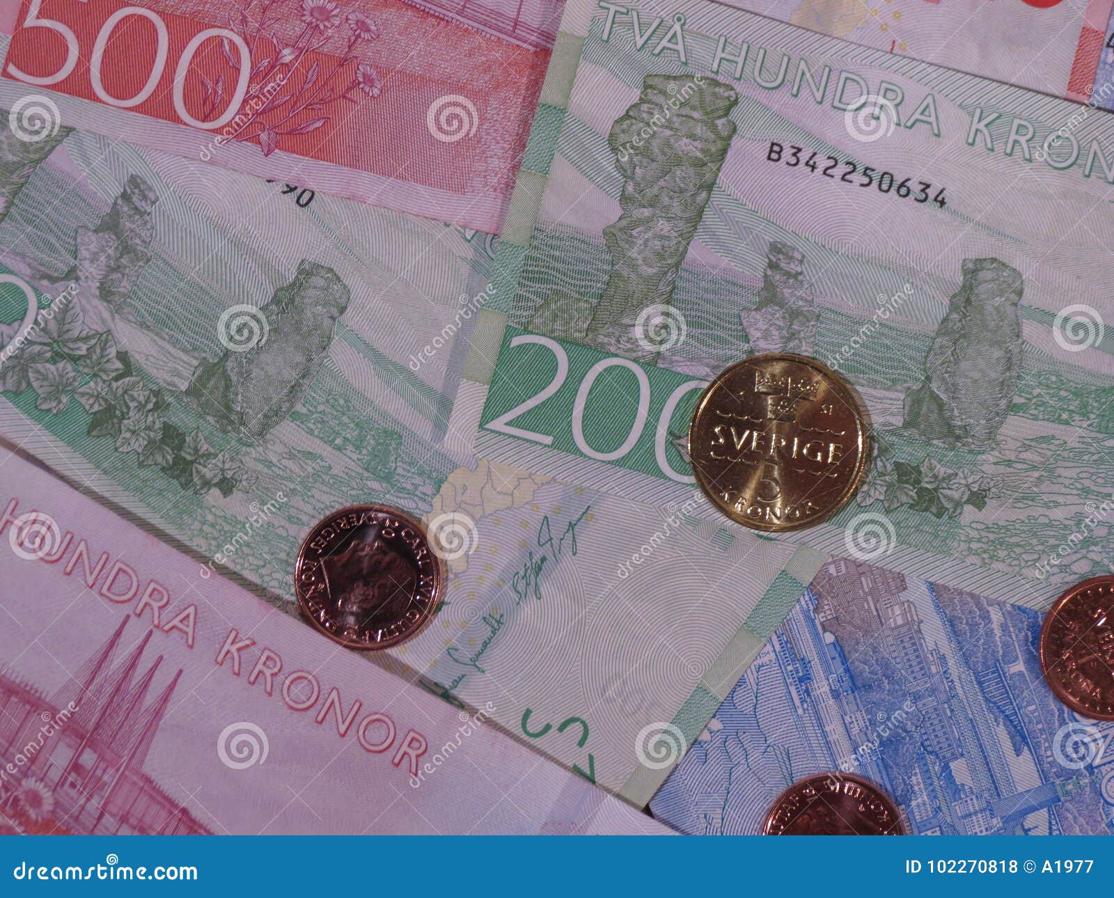 Swedish Krona Notes and Coins, Sweden Stock Photo - Image of mint ...