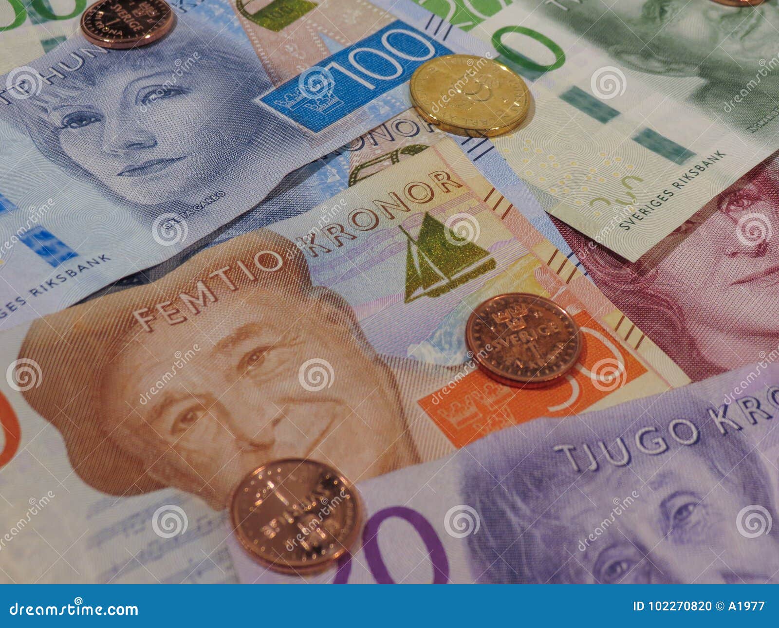 Swedish Krona Notes and Coins, Sweden Stock Photo - Image of cash ...