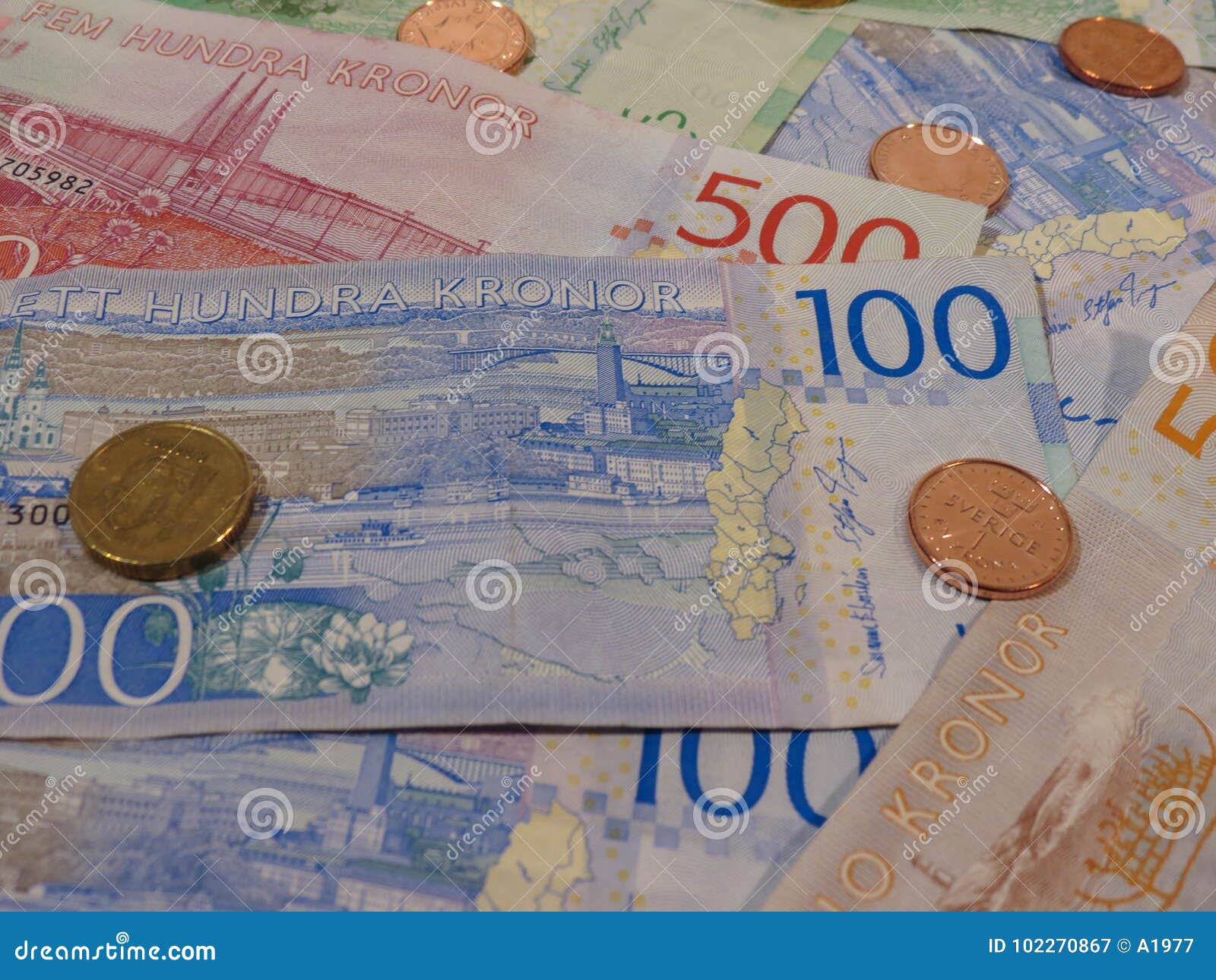 Swedish Krona Notes and Coins, Sweden Stock Image - Image of sell ...