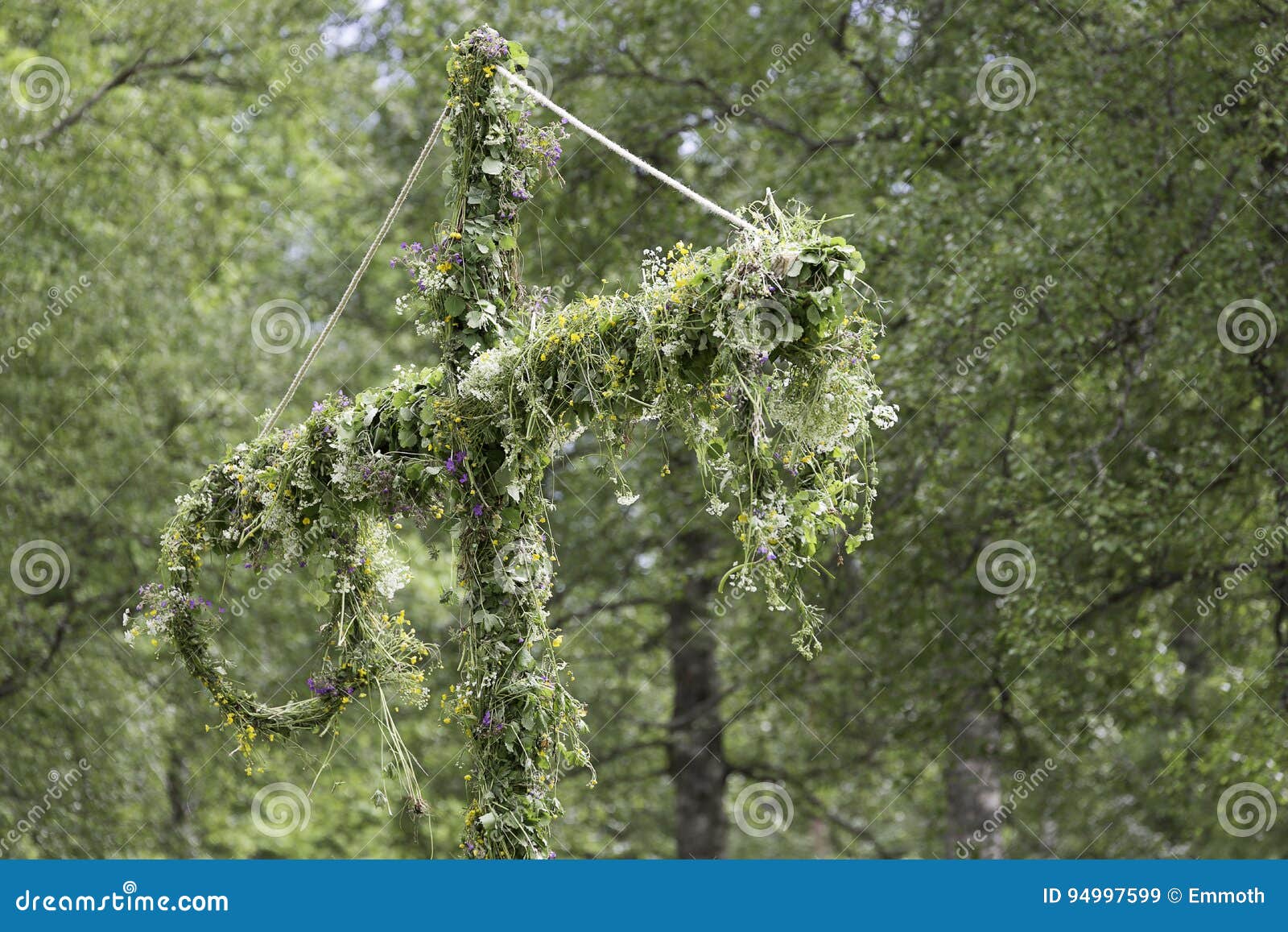 Swedish Maypole Covered in Flowers Stock Image - Image of cross, leaves ...