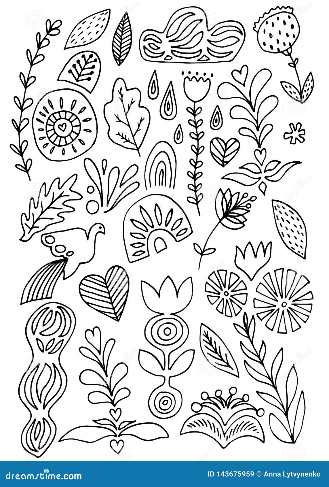 Swedish Pattern Elements Set in Sketch Style Stock Vector ...