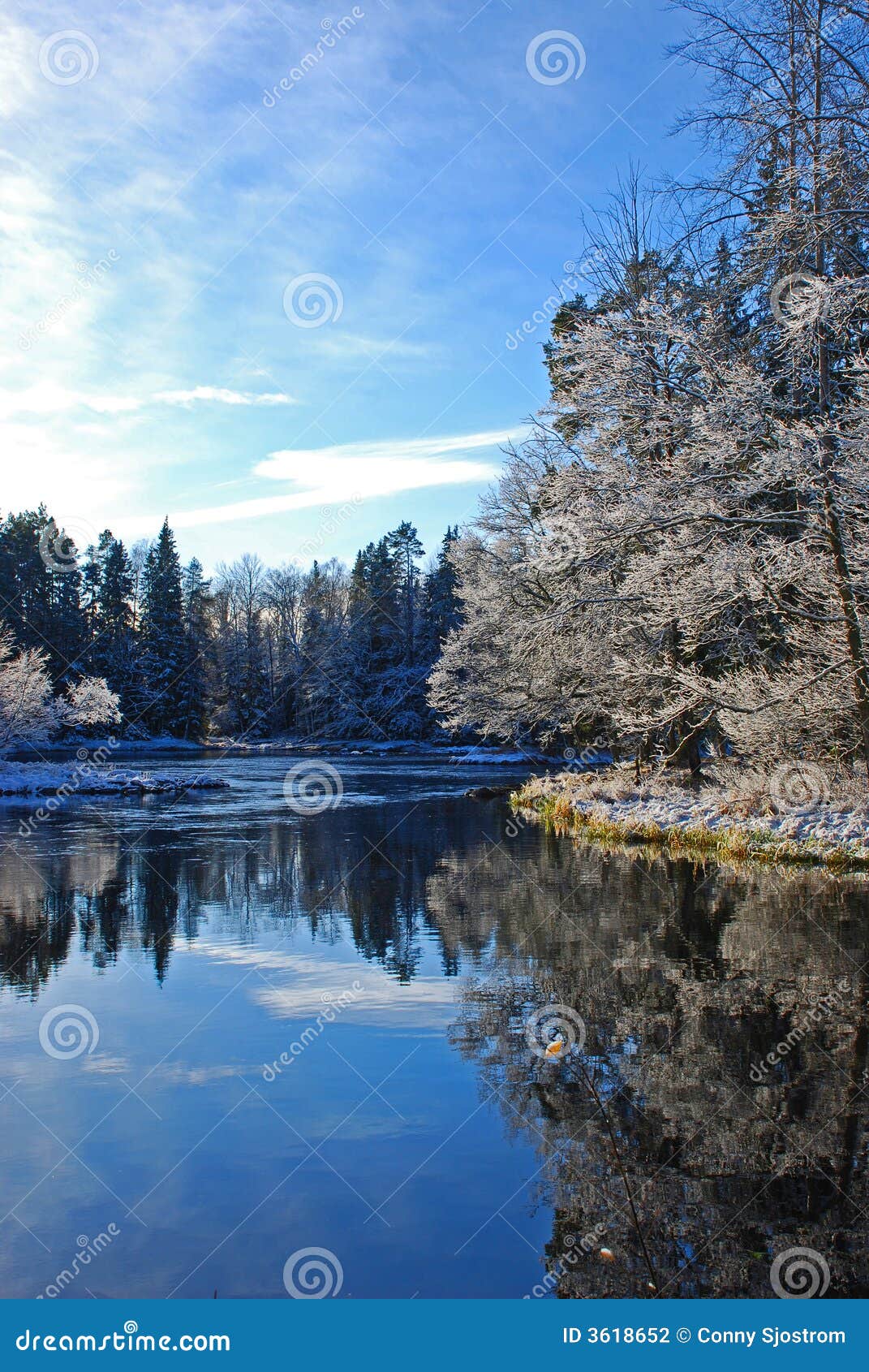Swedish river in winter stock photo. Image of wintry, sweden - 3618652