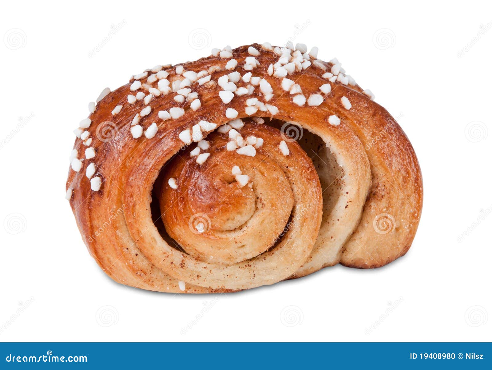 Swedish Sweet Bun with Pearl Sugar Stock Photo - Image of delicious ...